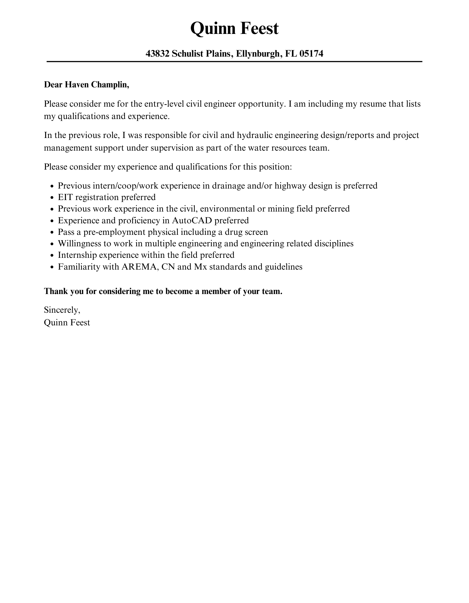 Entry Level Civil Engineer Cover Letter Velvet Jobs