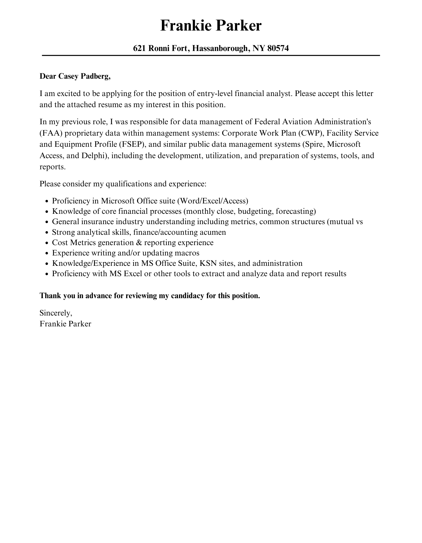 Entry Level Financial Analyst Cover Letter Velvet Jobs