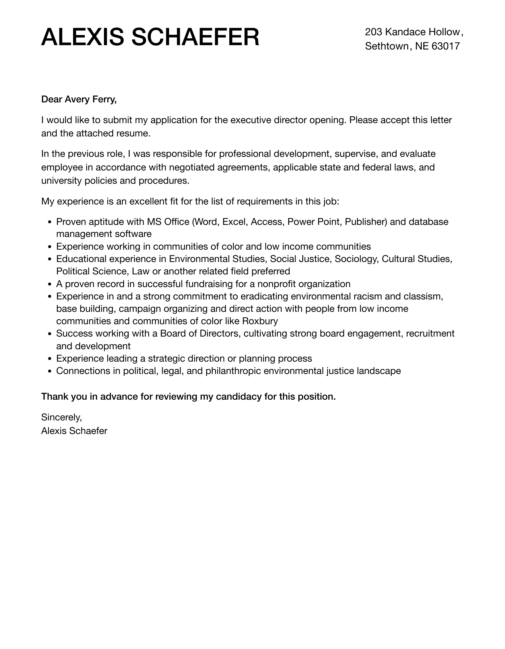 Executive Director Cover Letter Velvet Jobs