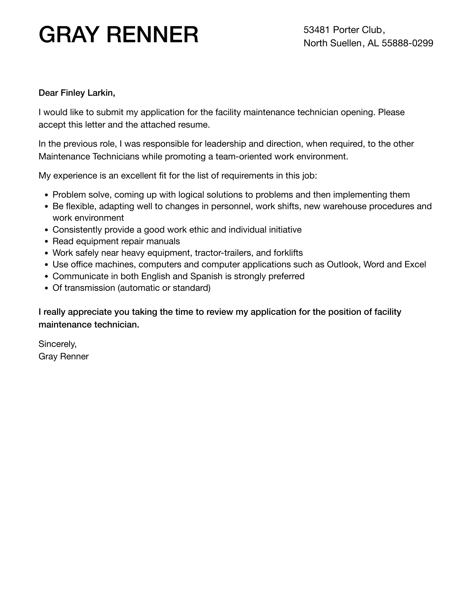 Maintenance Technician Cover Letter Natrilhadocastelo Blog