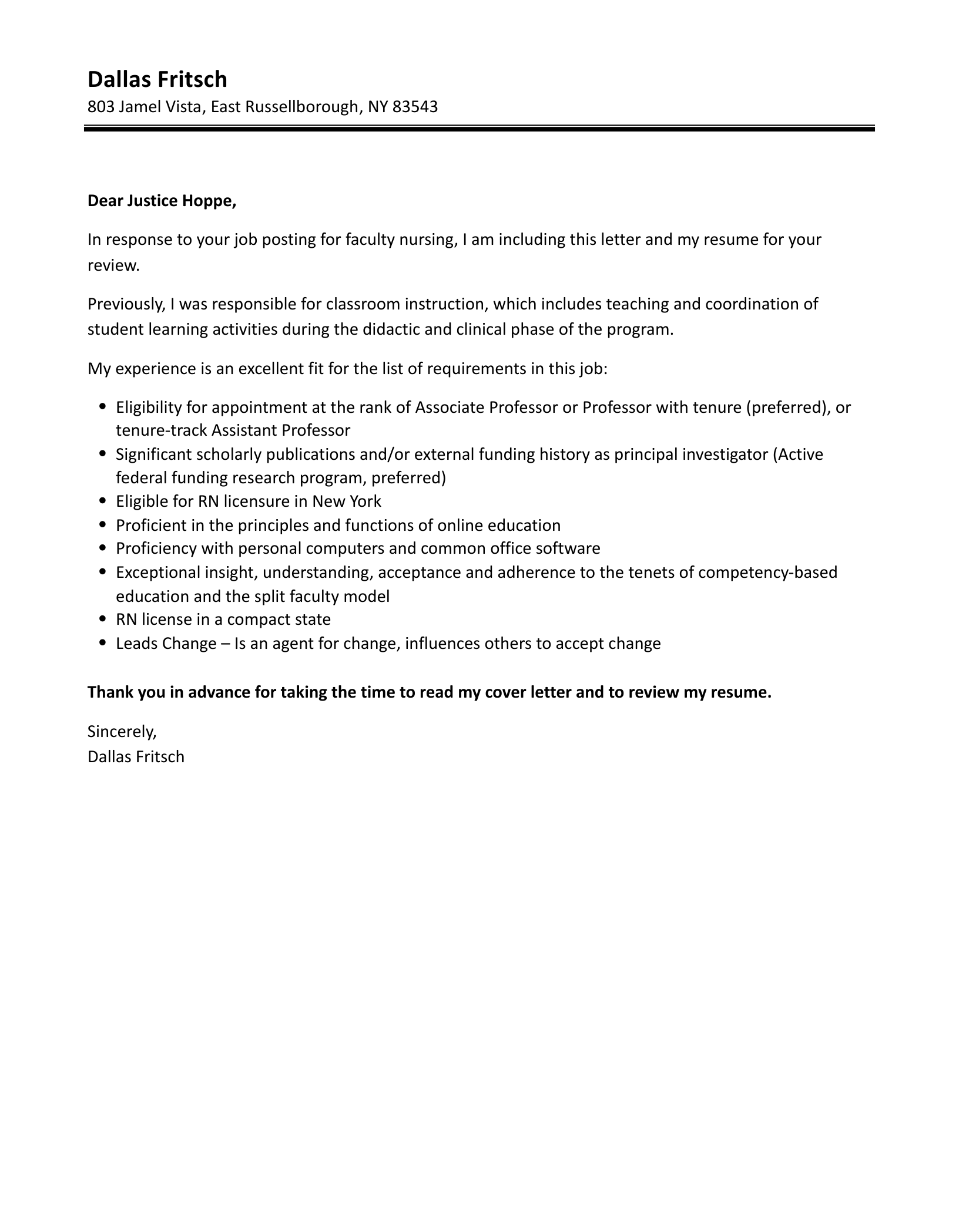 Faculty Nursing Cover Letter Velvet Jobs