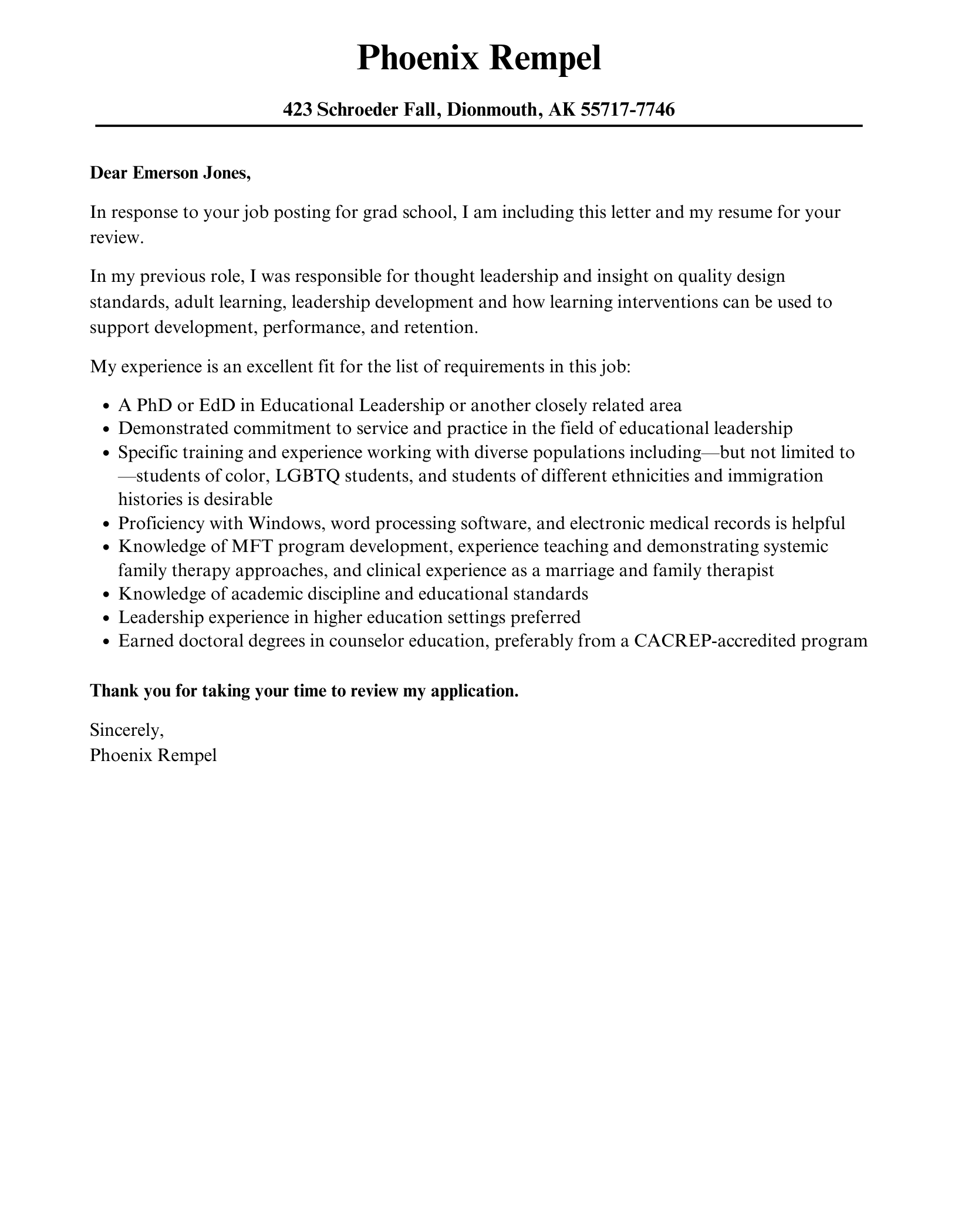 Grad School Cover Letter Velvet Jobs
