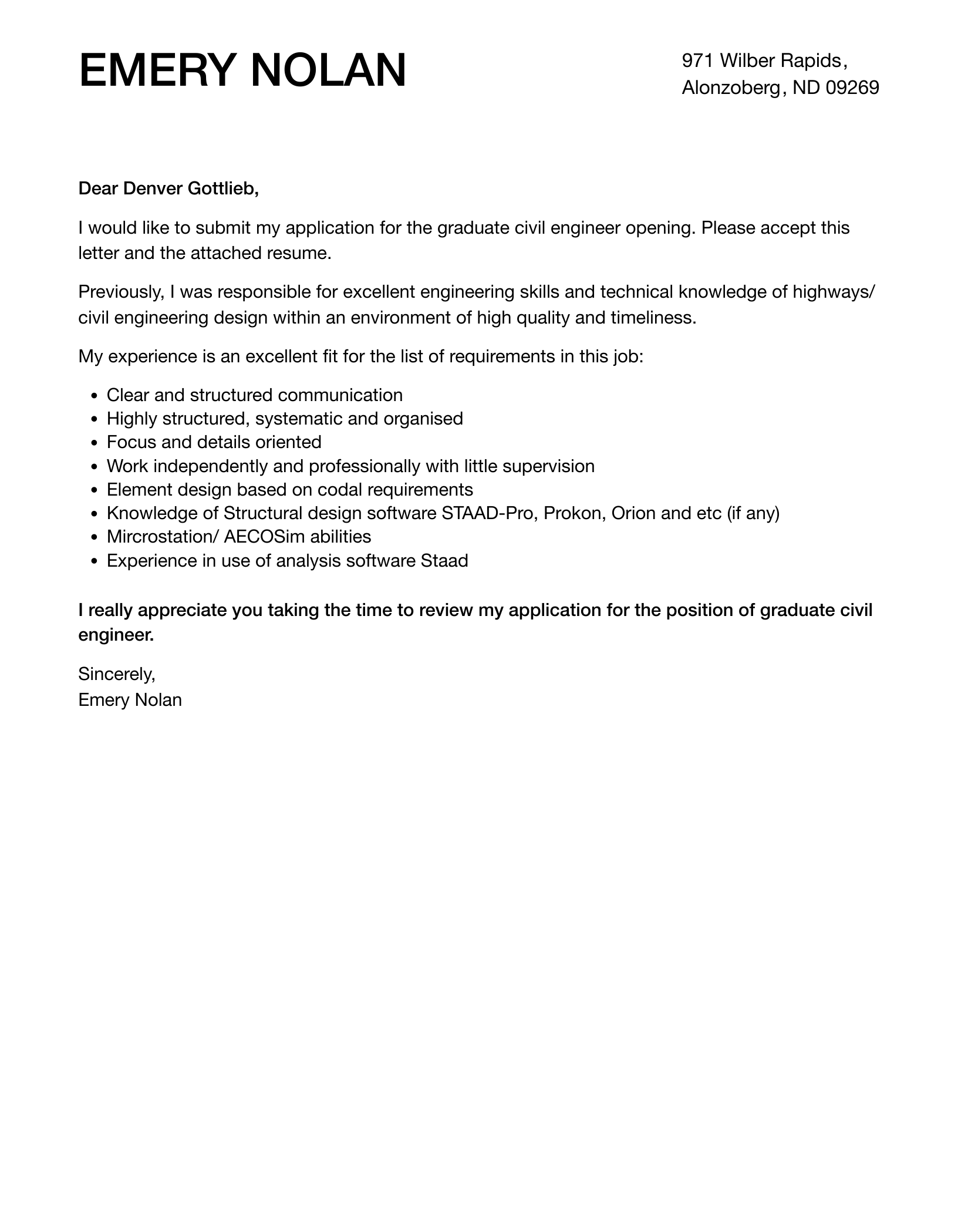 Graduate Civil Engineer Cover Letter Velvet Jobs