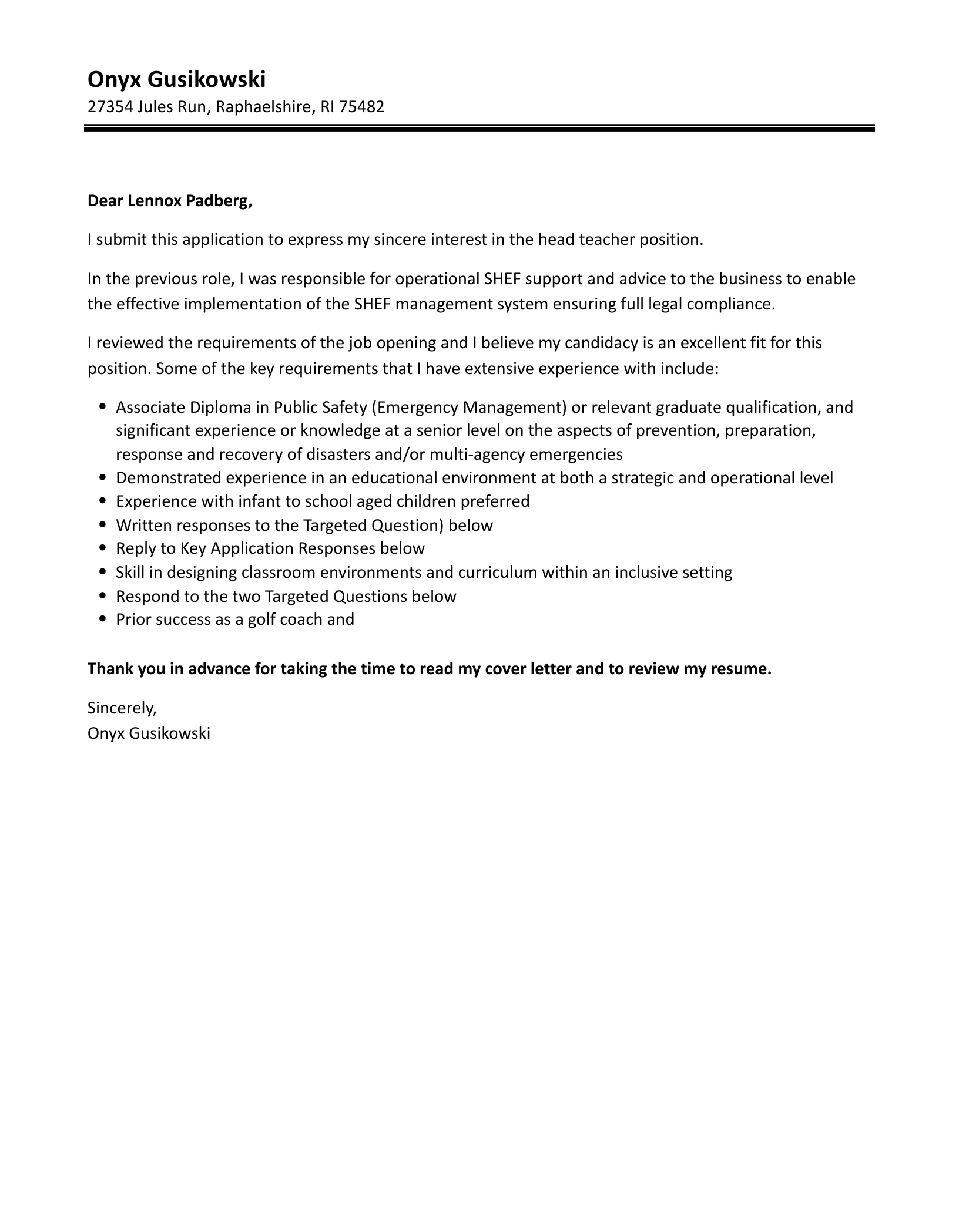 Head Teacher Cover Letter Velvet Jobs