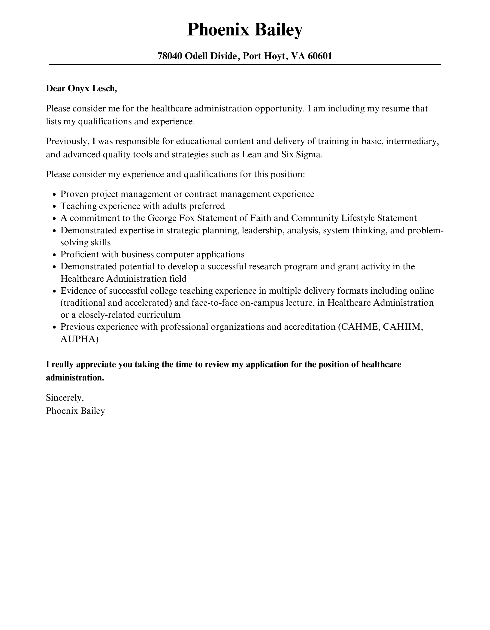 Healthcare Administration Cover Letter Velvet Jobs
