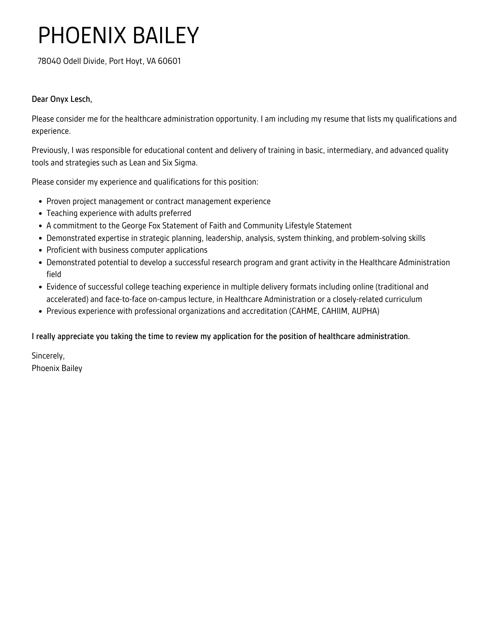 Healthcare Administration Cover Letter Velvet Jobs