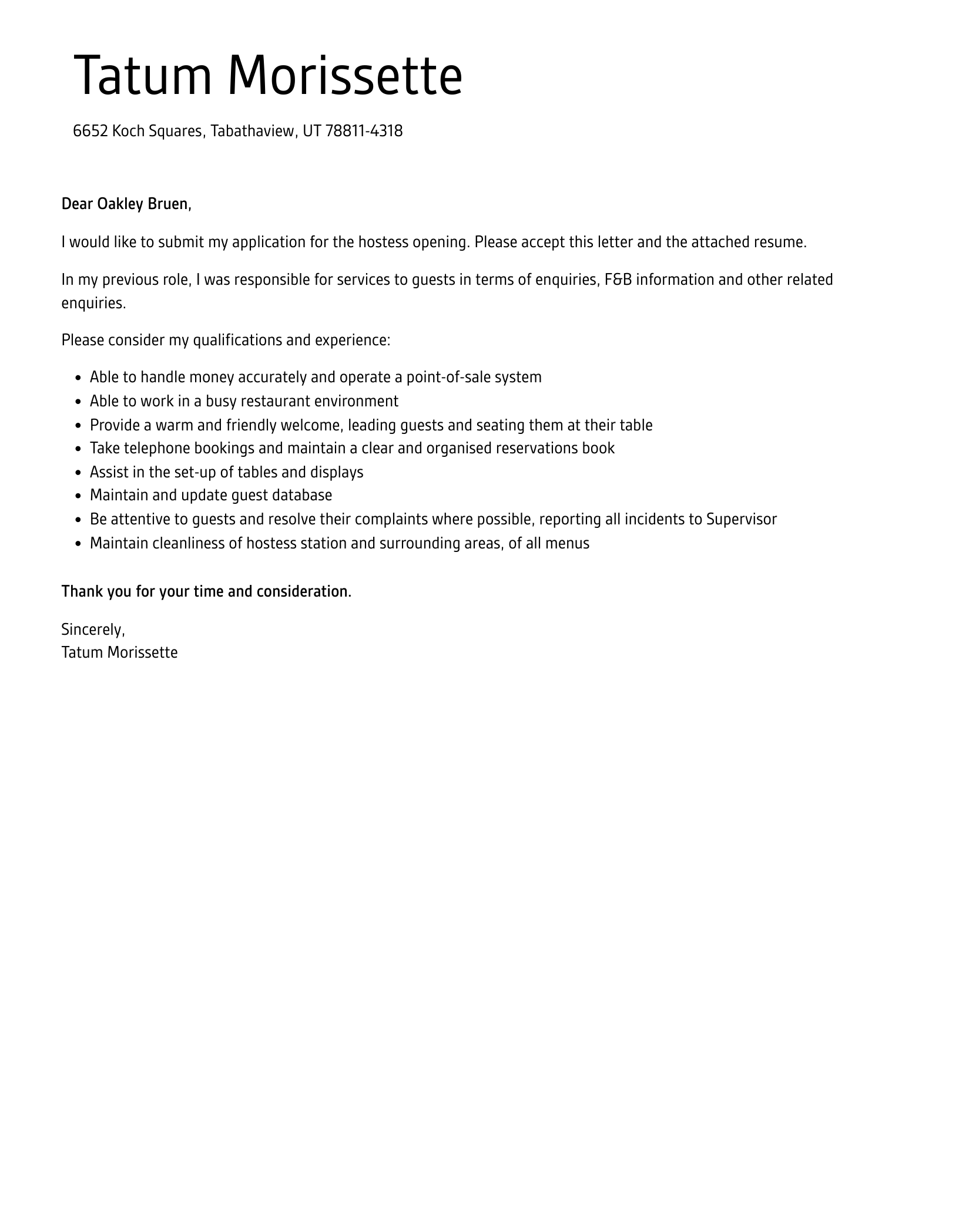 Hostess Cover Letter Velvet Jobs