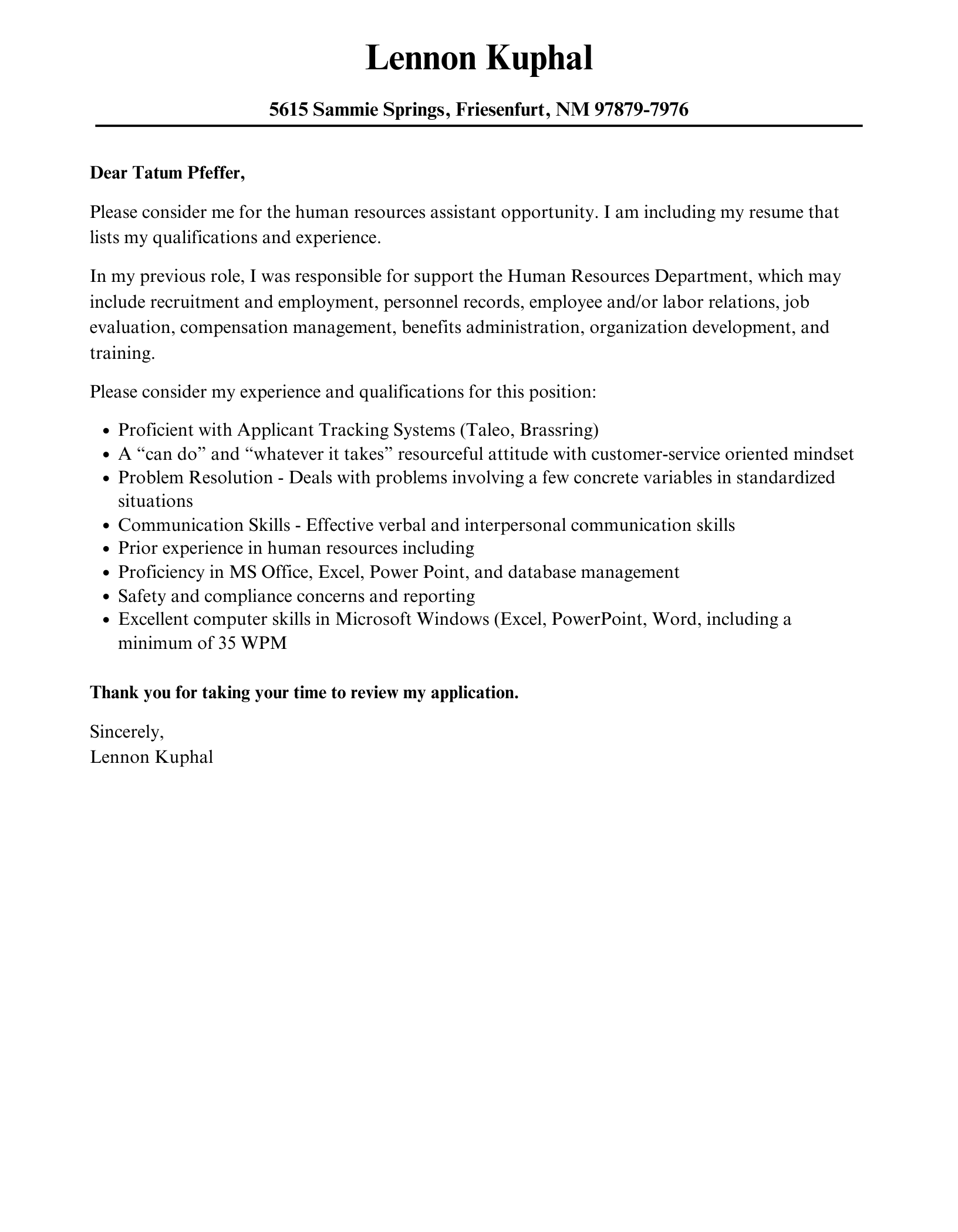 Human Resources Assistant Cover Letter Velvet Jobs