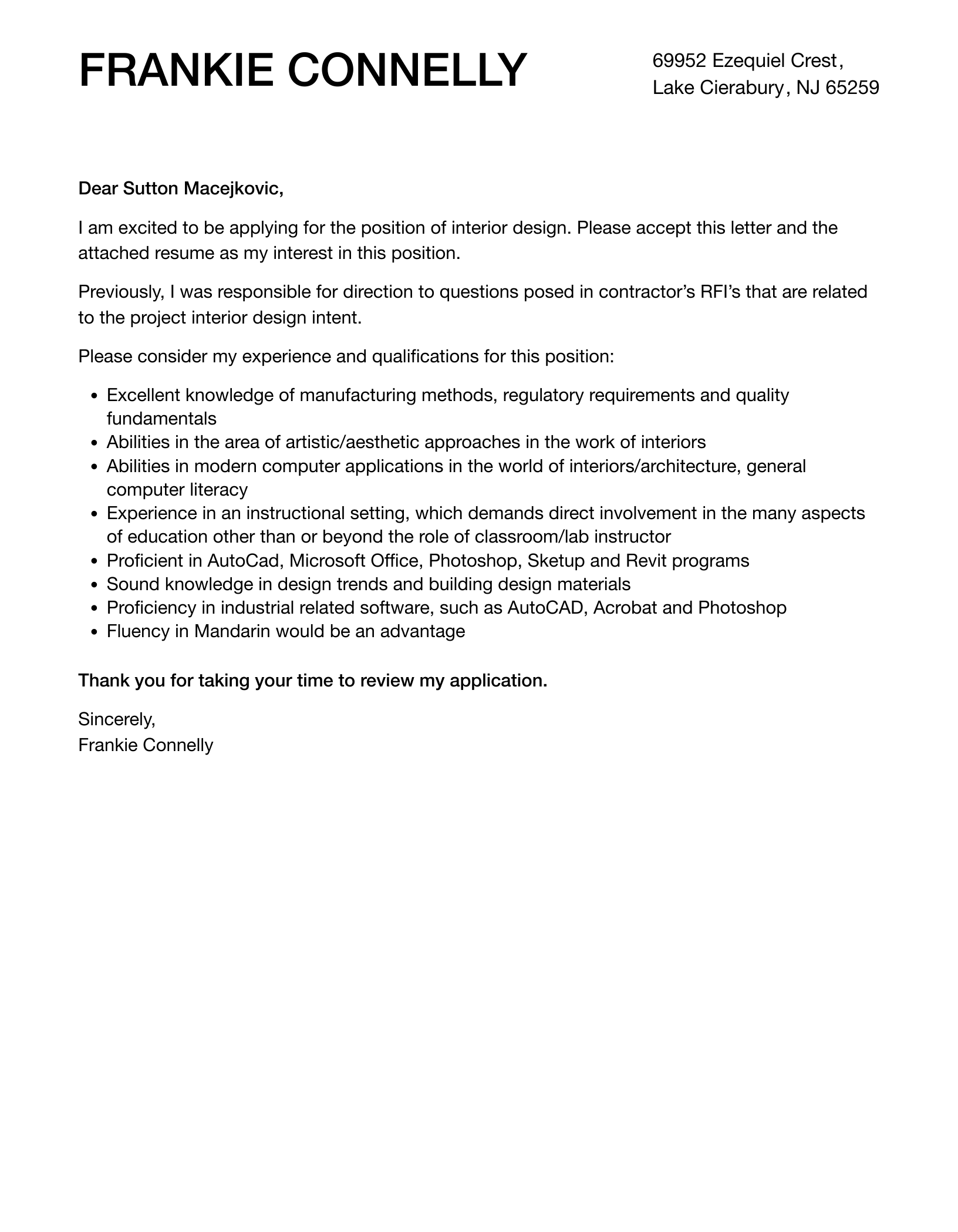 Interior Design Cover Letter Velvet Jobs