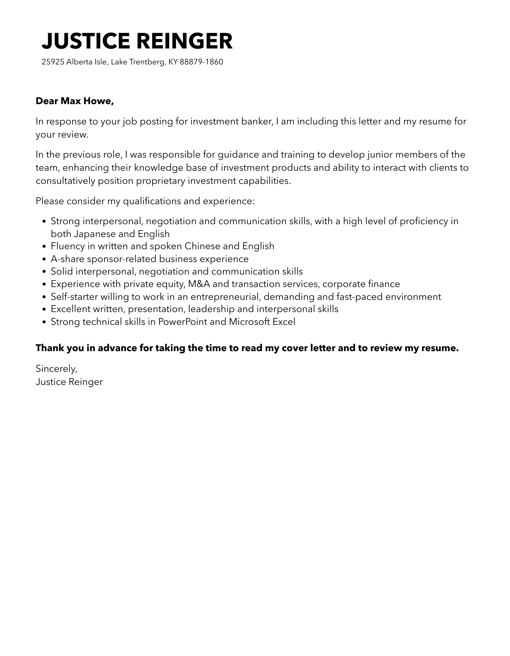  Investment Banker Cover Letter Velvet Jobs