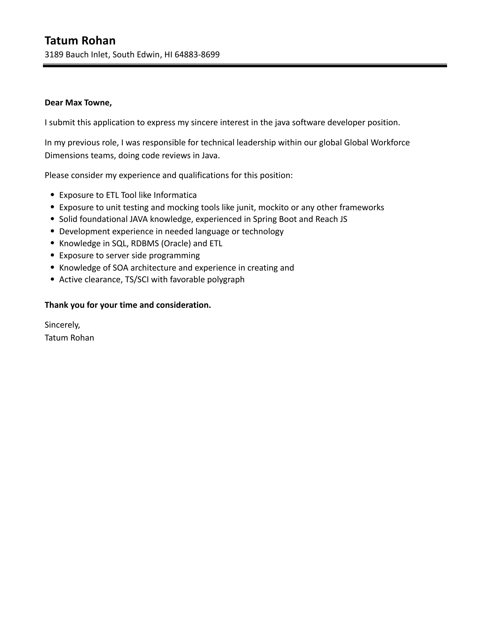Java Software Developer Cover Letter Velvet Jobs