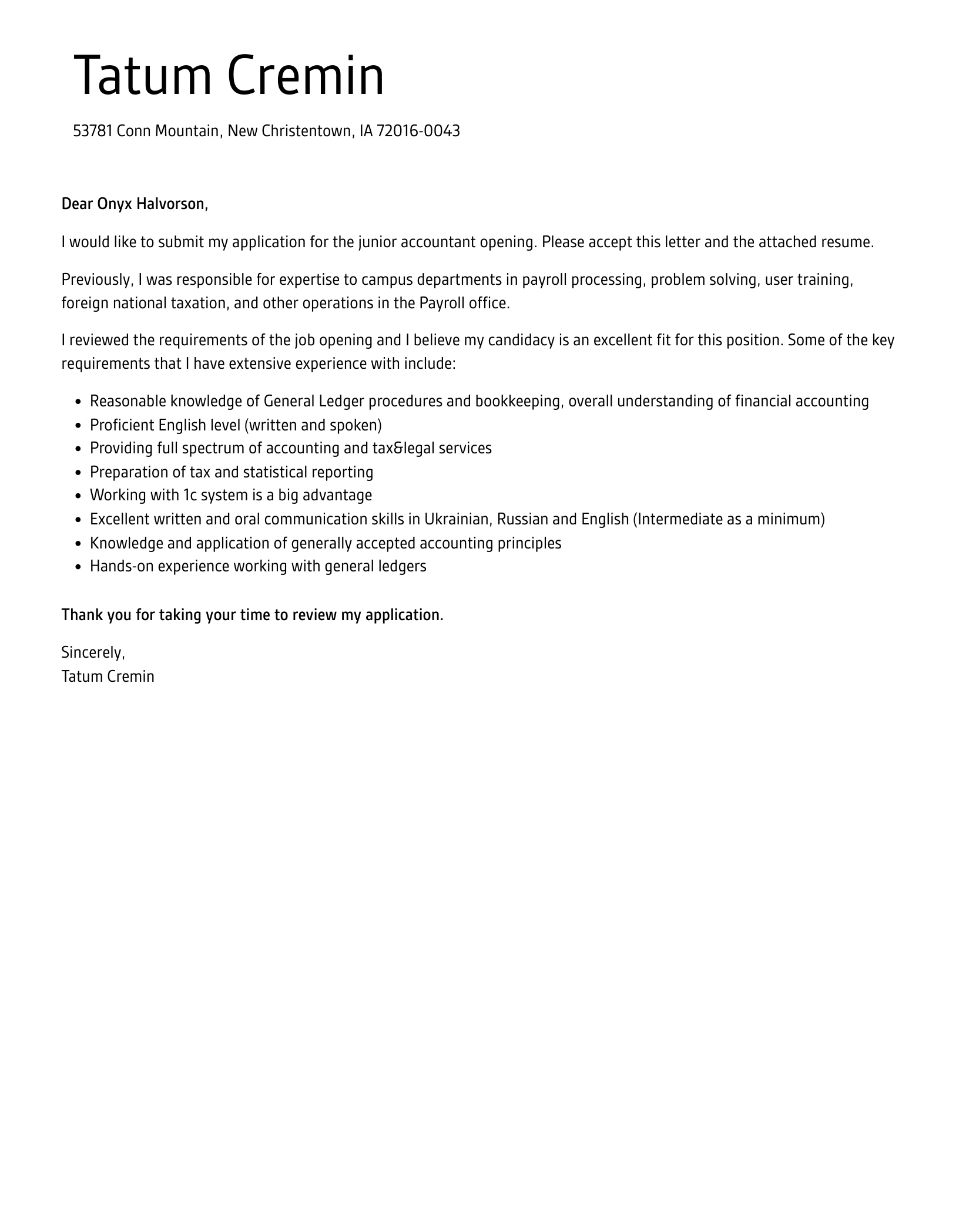 Junior Accountant Cover Letter Velvet Jobs