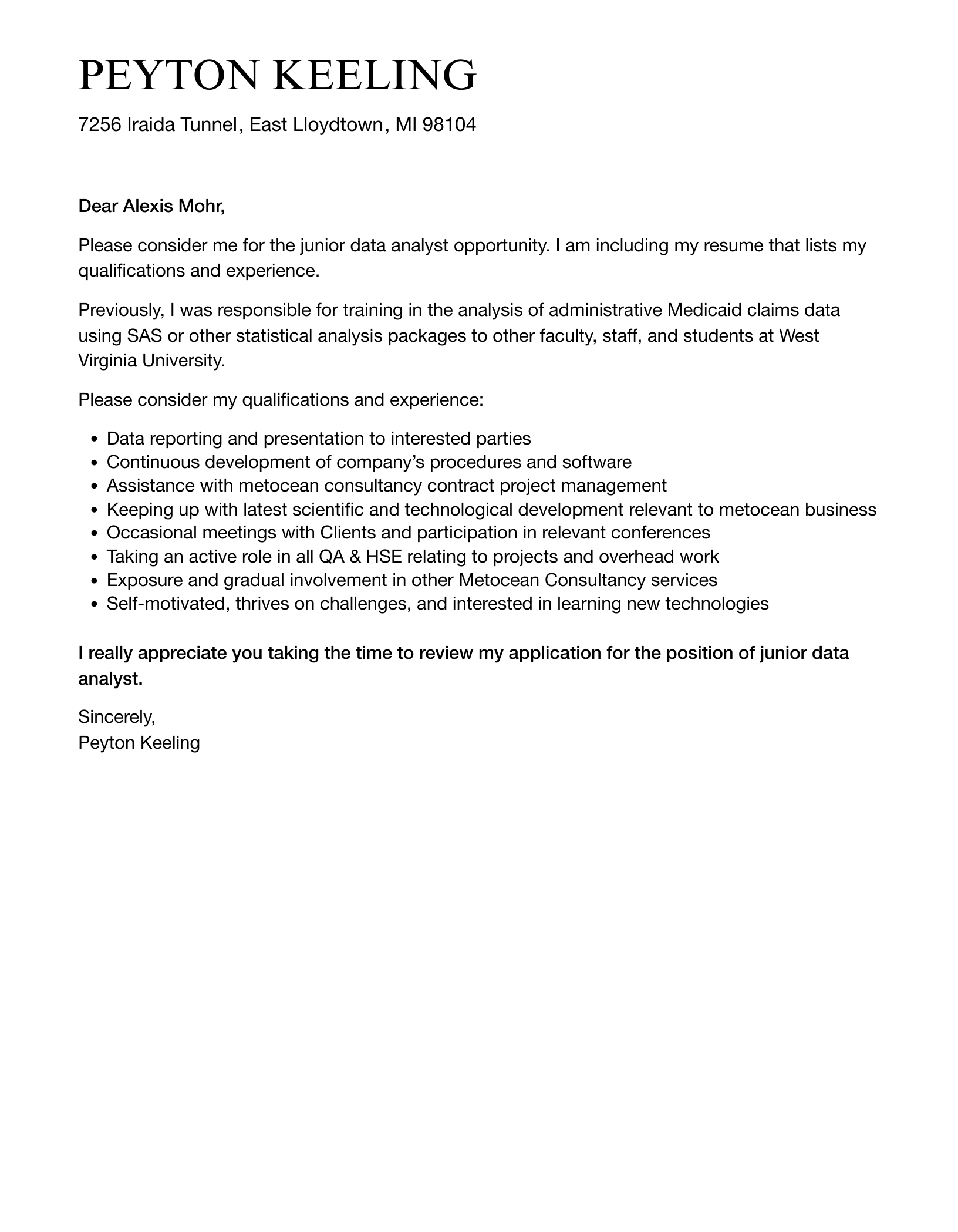 Junior Data Analyst Cover Letter Velvet Jobs
