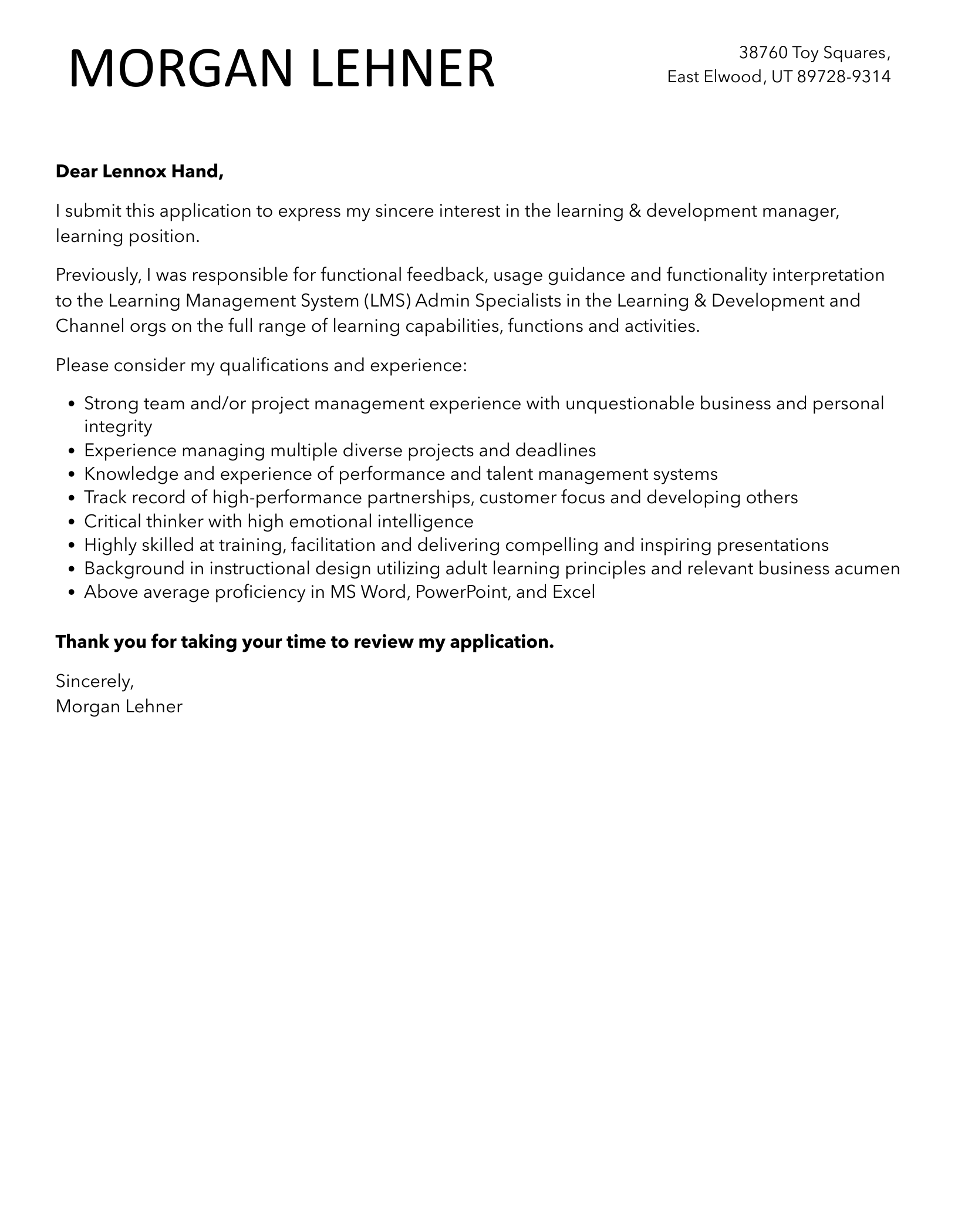 Learning Development Manager Learning Cover Letter Velvet Jobs