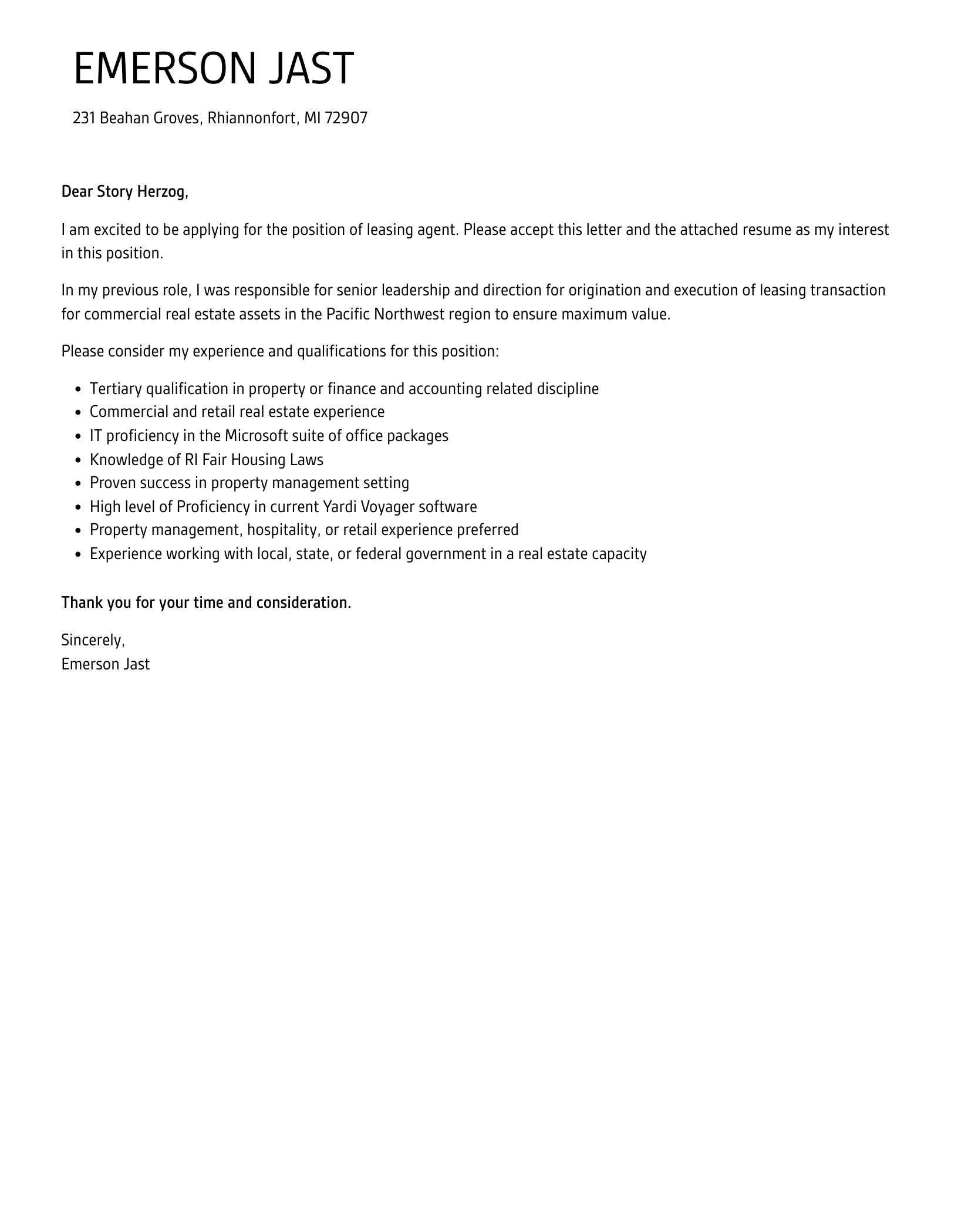Leasing Agent Cover Letter Velvet Jobs