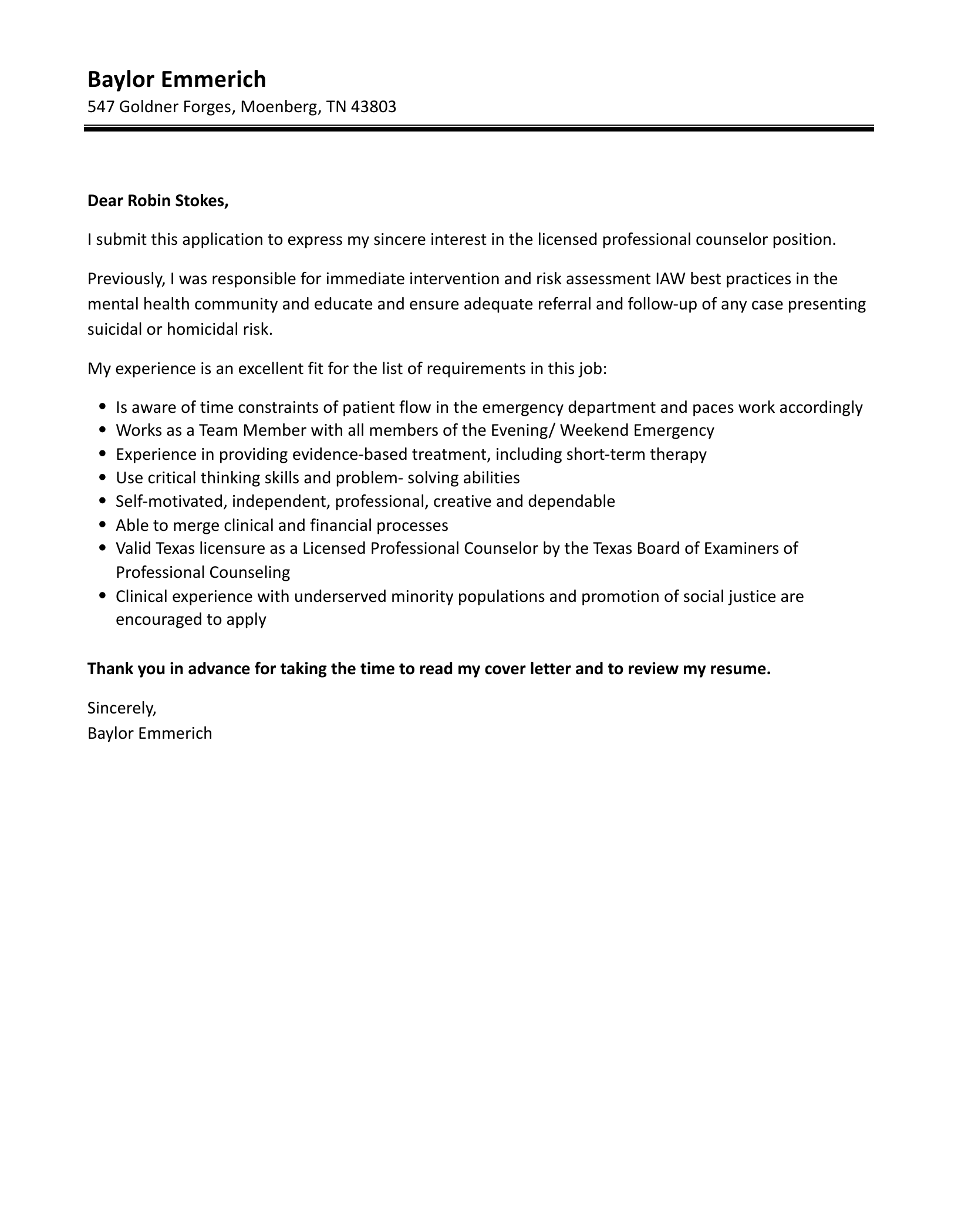 Licensed Professional Counselor Cover Letter Velvet Jobs Licensed Professional Counselor Cover Letter Velvet Jobs