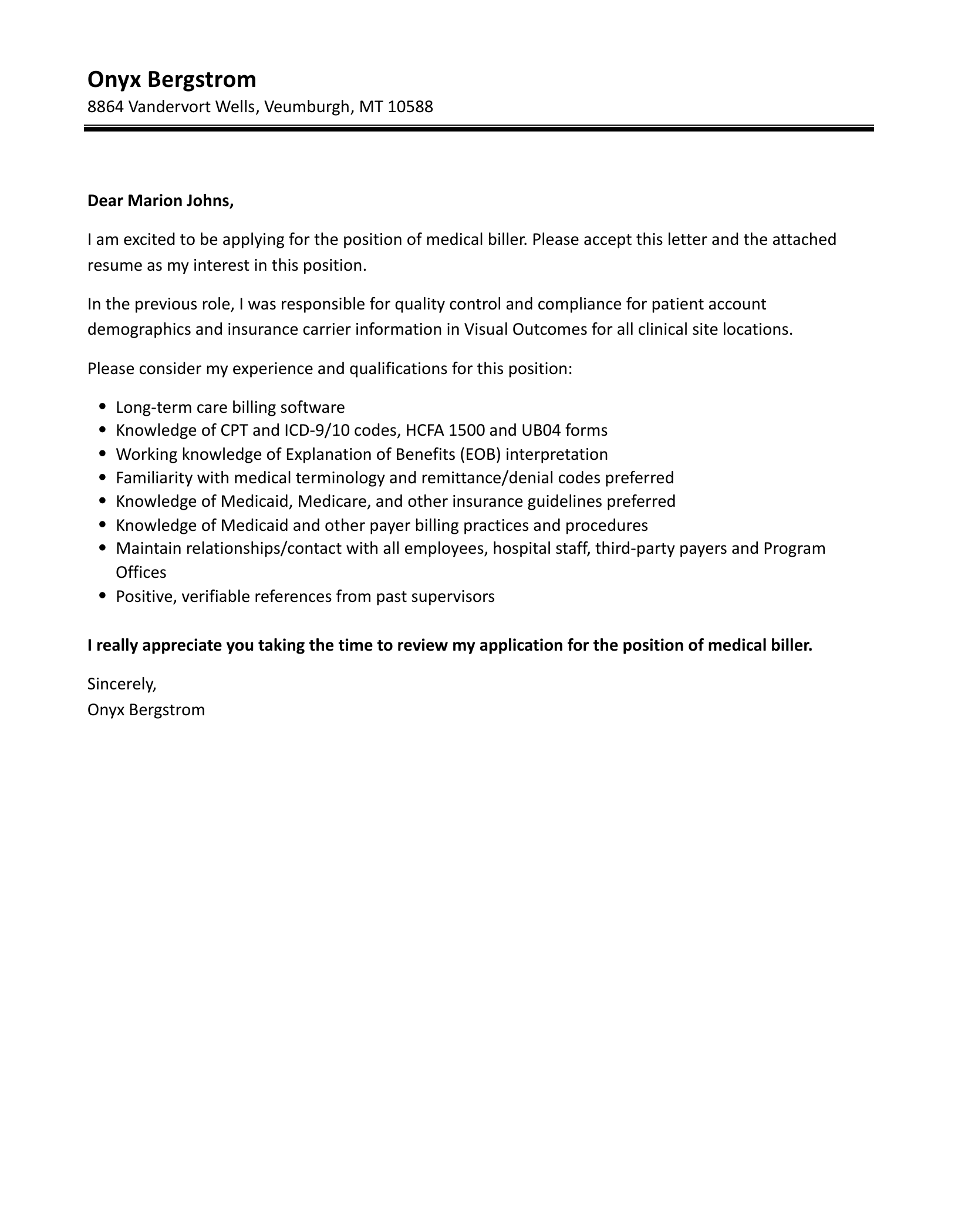 Medical Biller Cover Letter Velvet Jobs