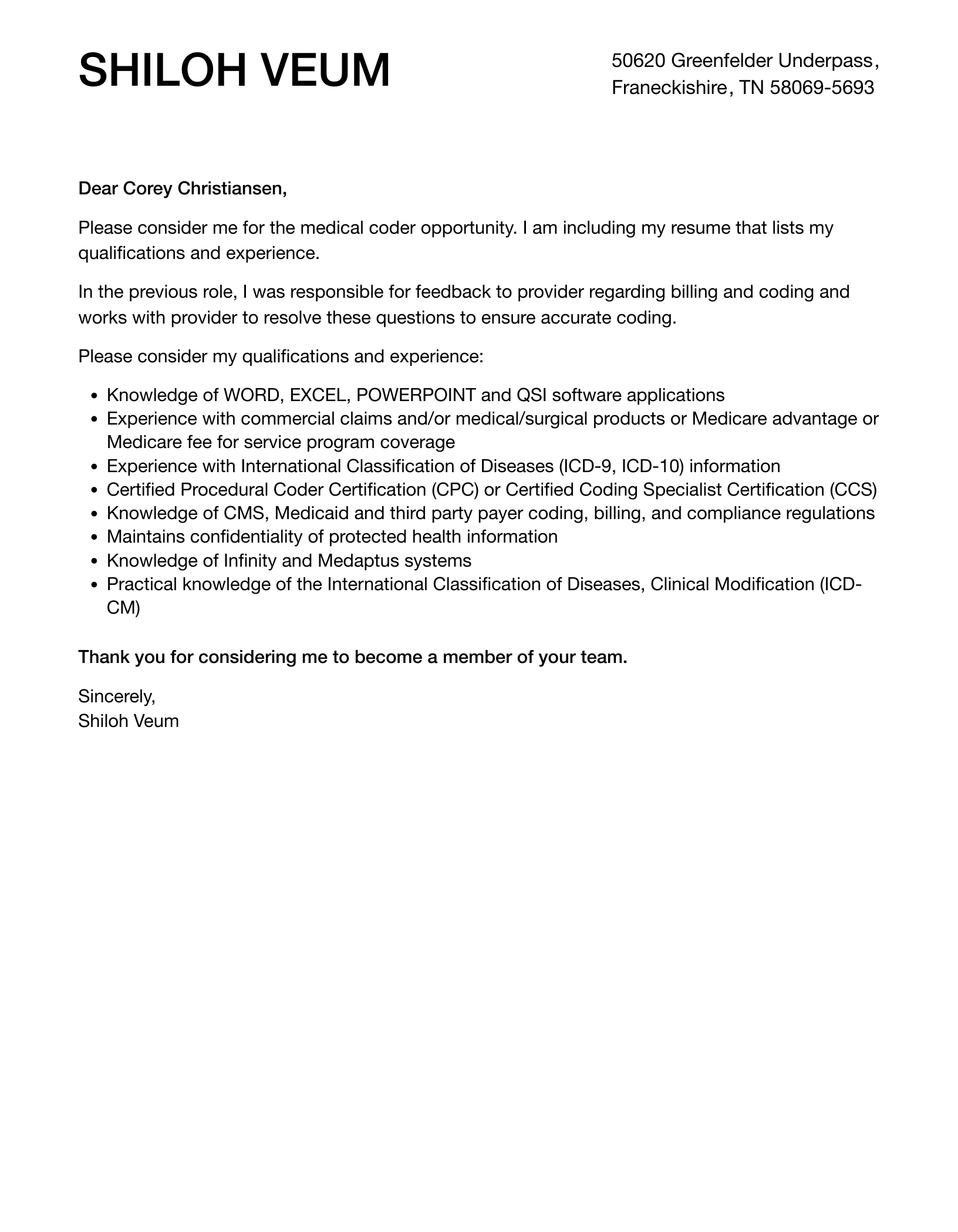 Medical Coder Cover Letter Velvet Jobs