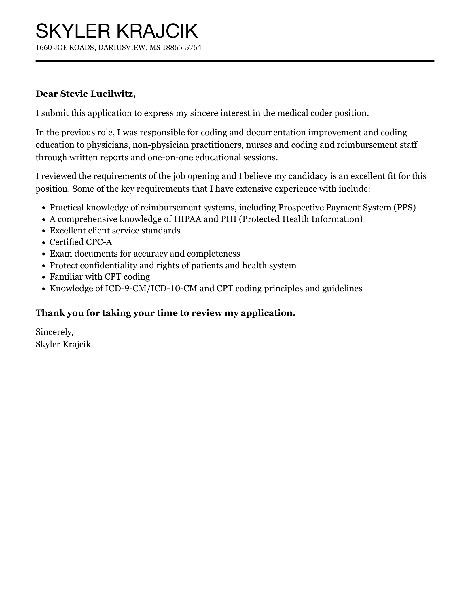 Medical Coder Cover Letter Velvet Jobs