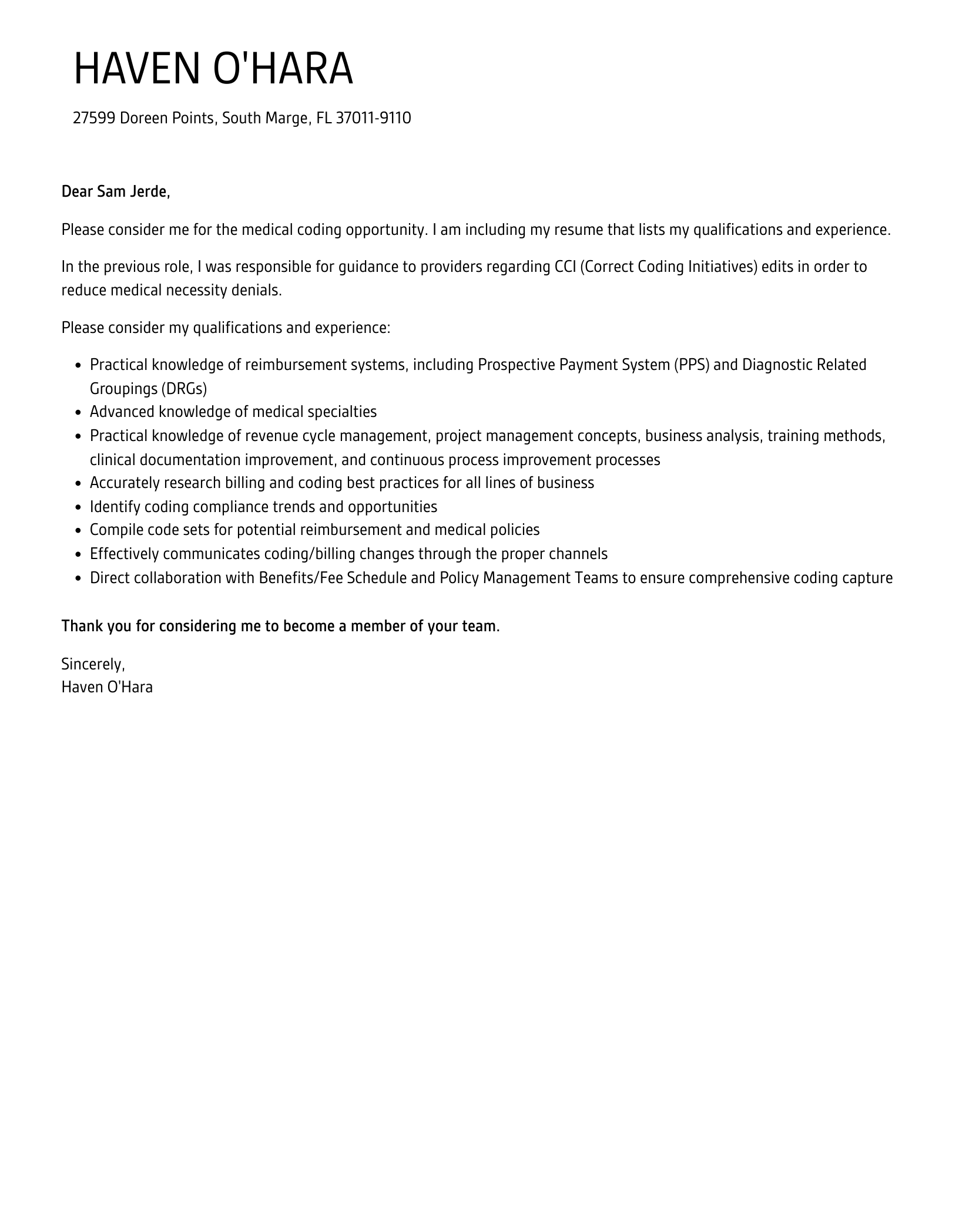 Medical Coding Cover Letter Velvet Jobs