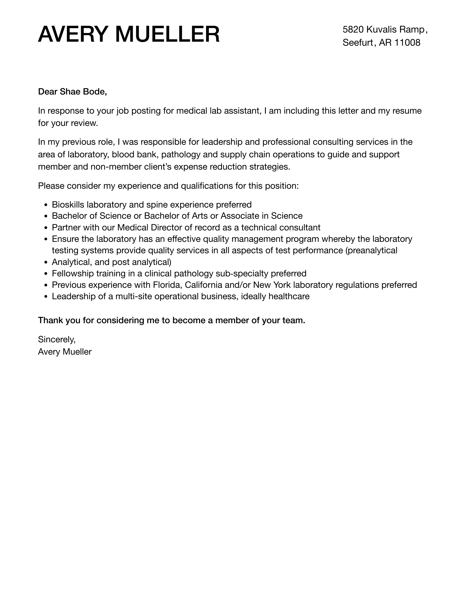 Medical Lab Assistant Cover Letter Velvet Jobs