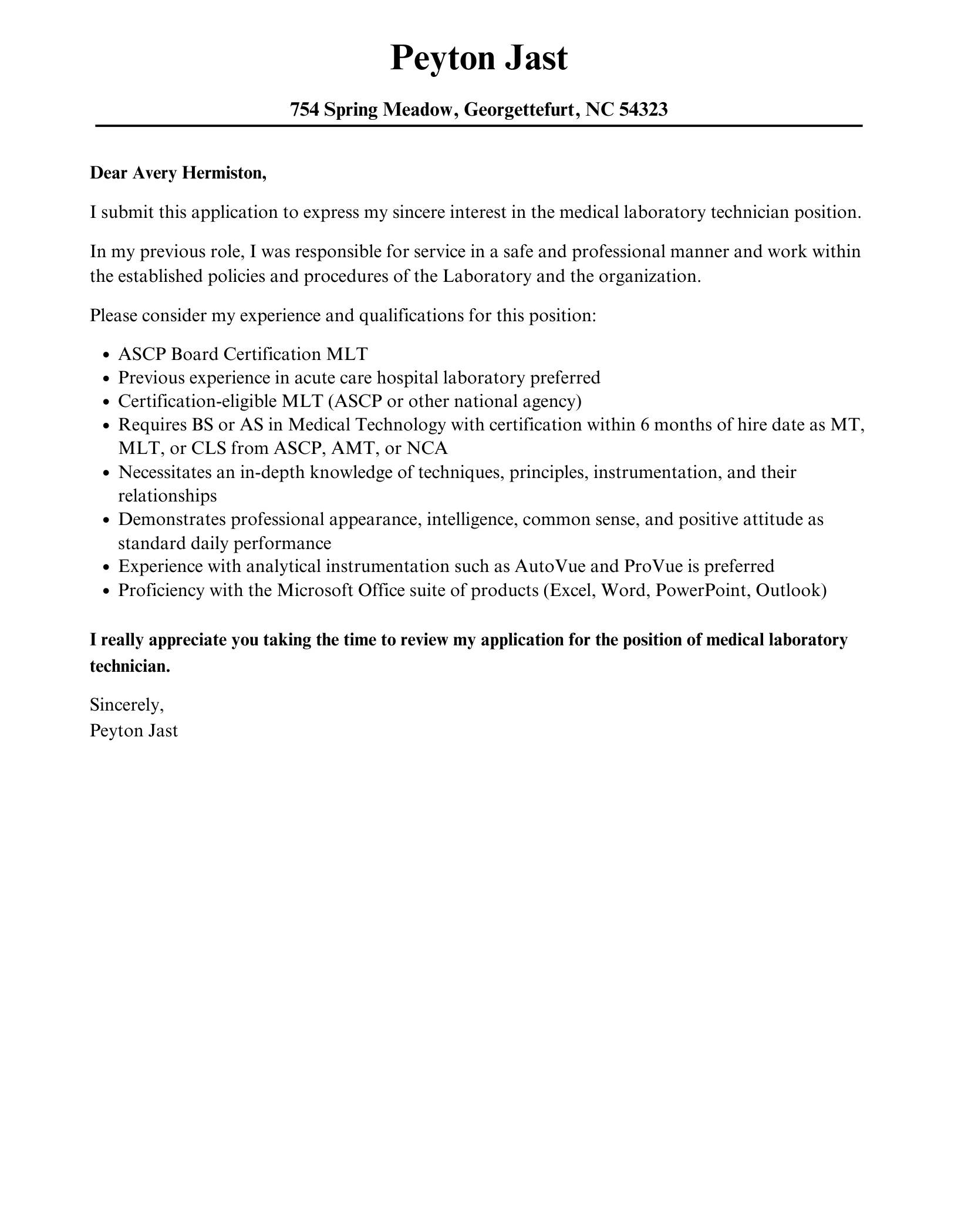 Medical Laboratory Technician Cover Letter Velvet Jobs