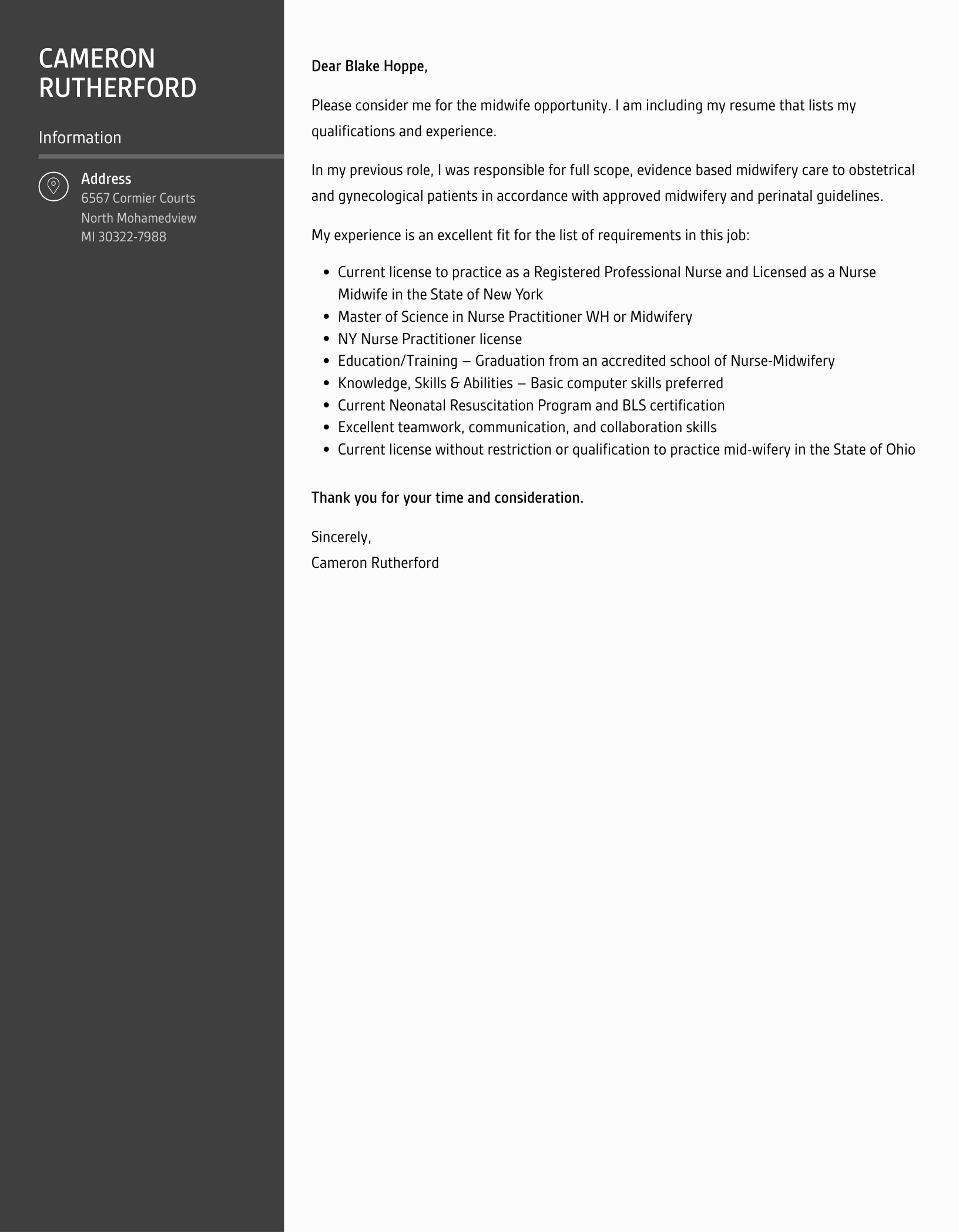 Midwife Cover Letter Velvet Jobs