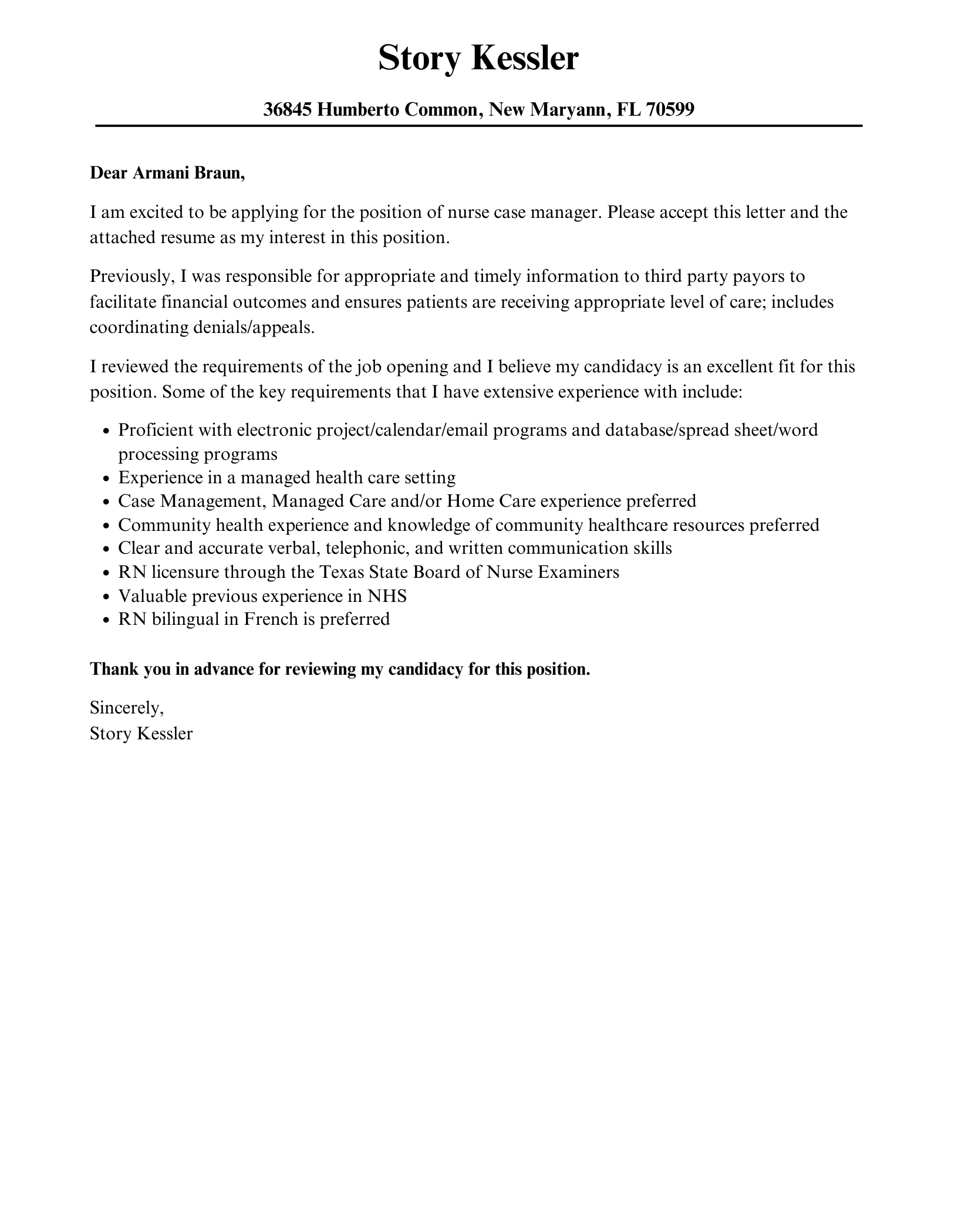 Nurse Case Manager Cover Letter Velvet Jobs