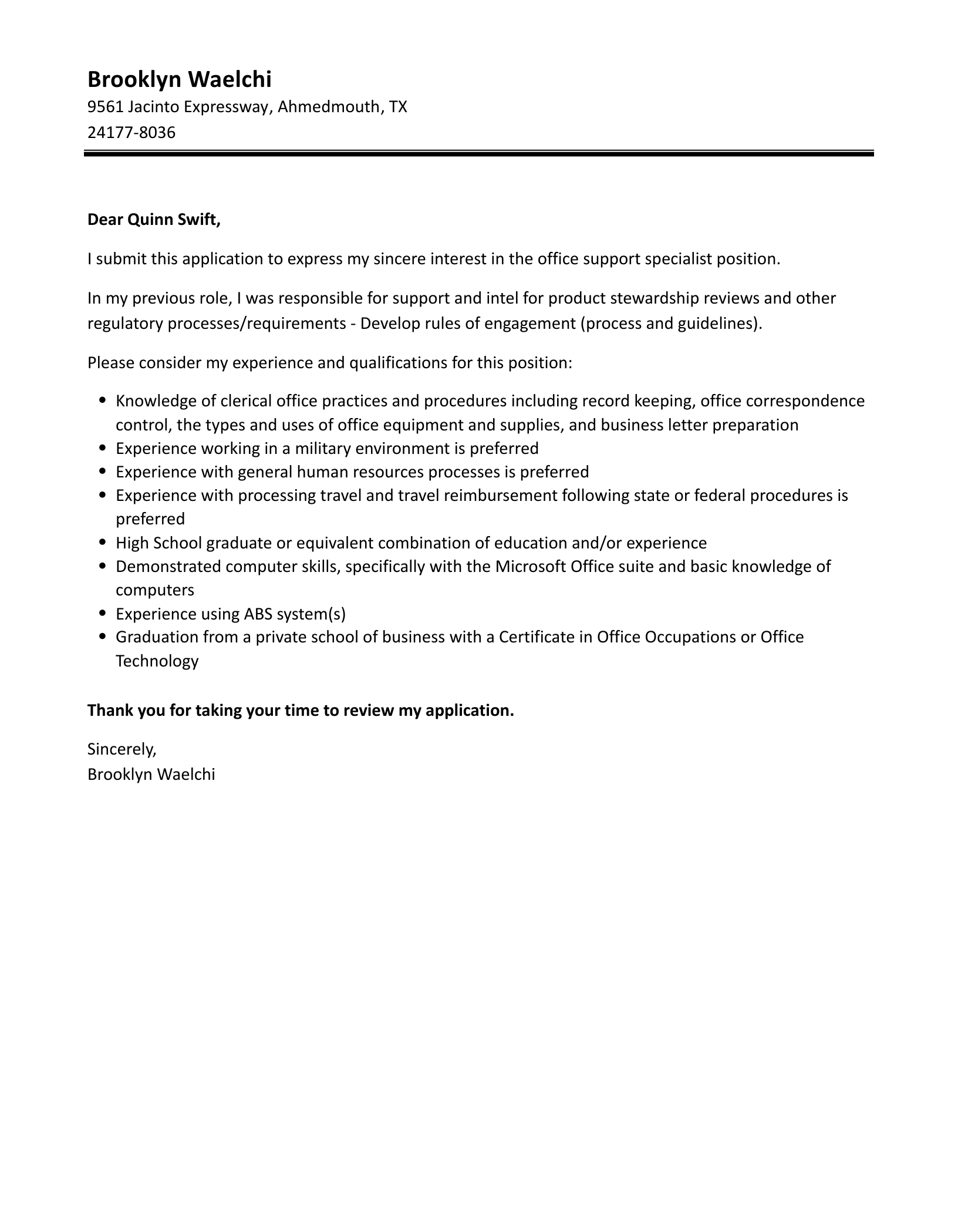 Office Support Specialist Cover Letter Velvet Jobs