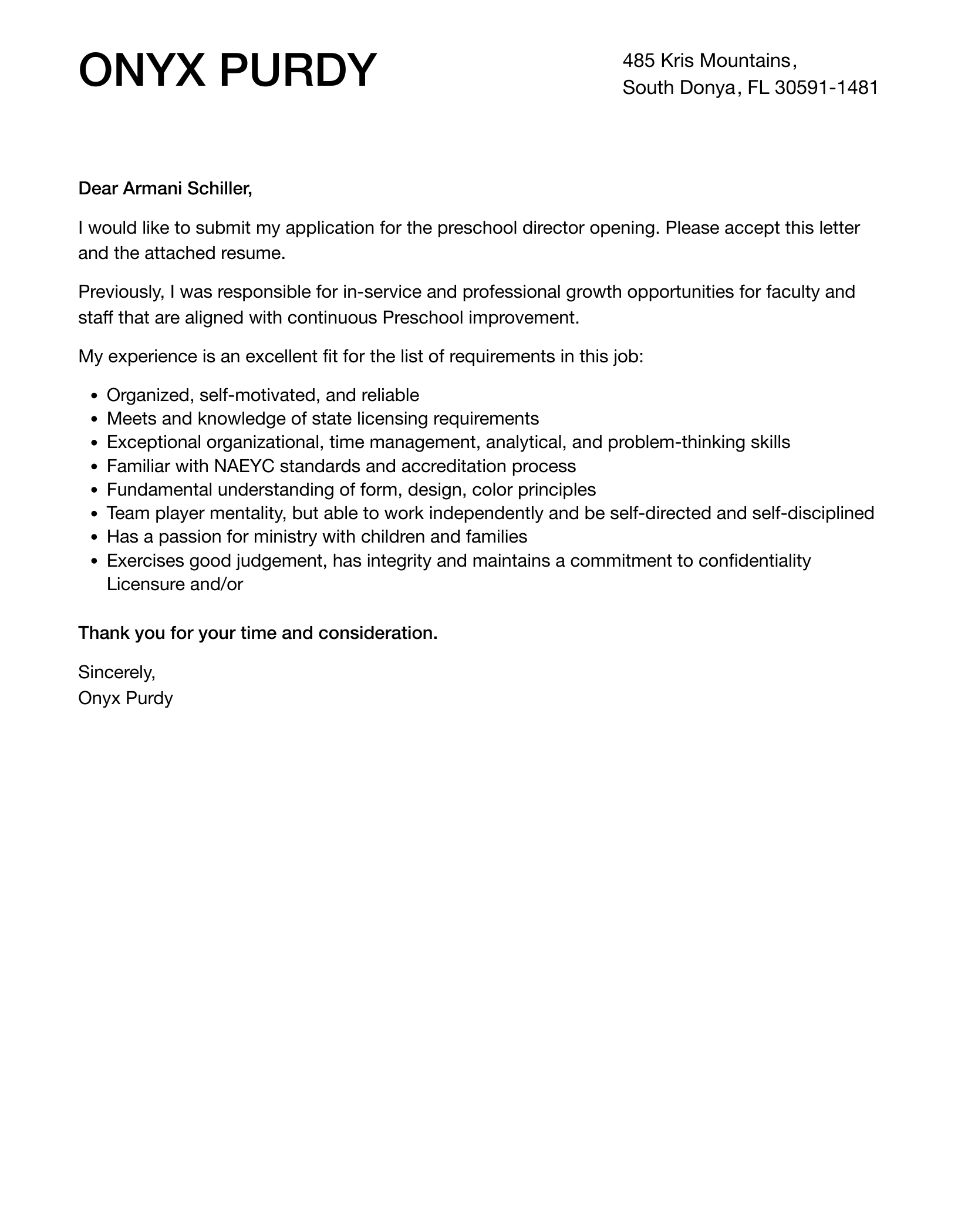 Preschool Director Cover Letter Velvet Jobs