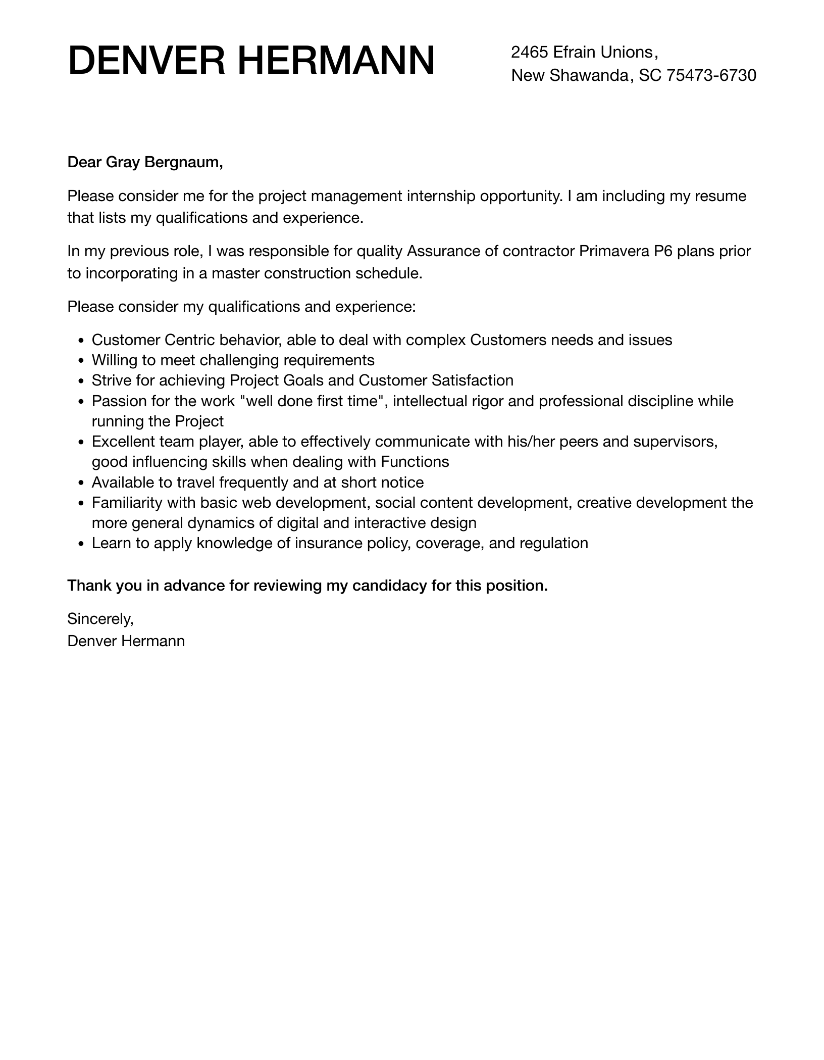 Project Management Internship Cover Letter Velvet Jobs Project Management Internship Cover Letter Velvet Jobs