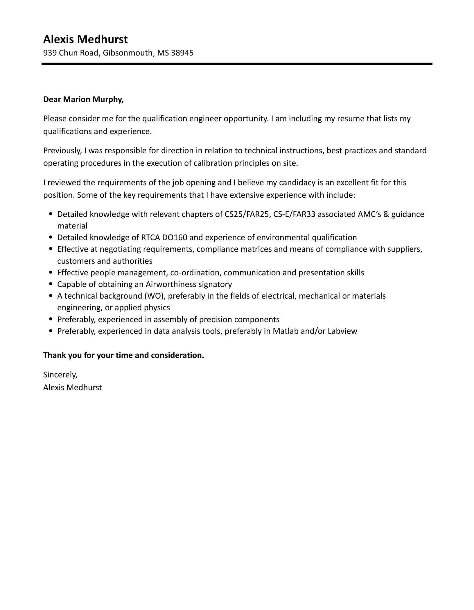 Qualification Engineer Cover Letter Velvet Jobs