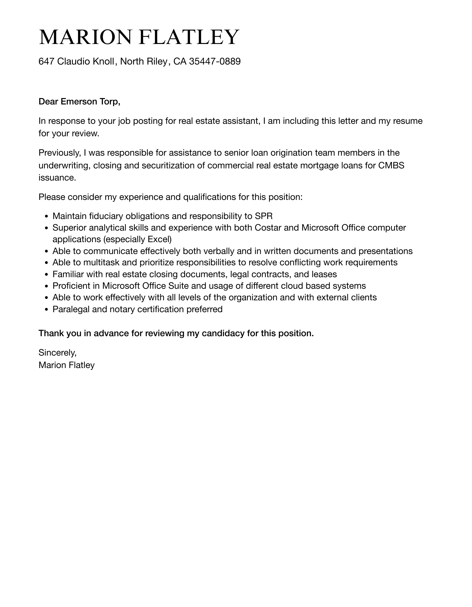 Real Estate Assistant Cover Letter Velvet Jobs