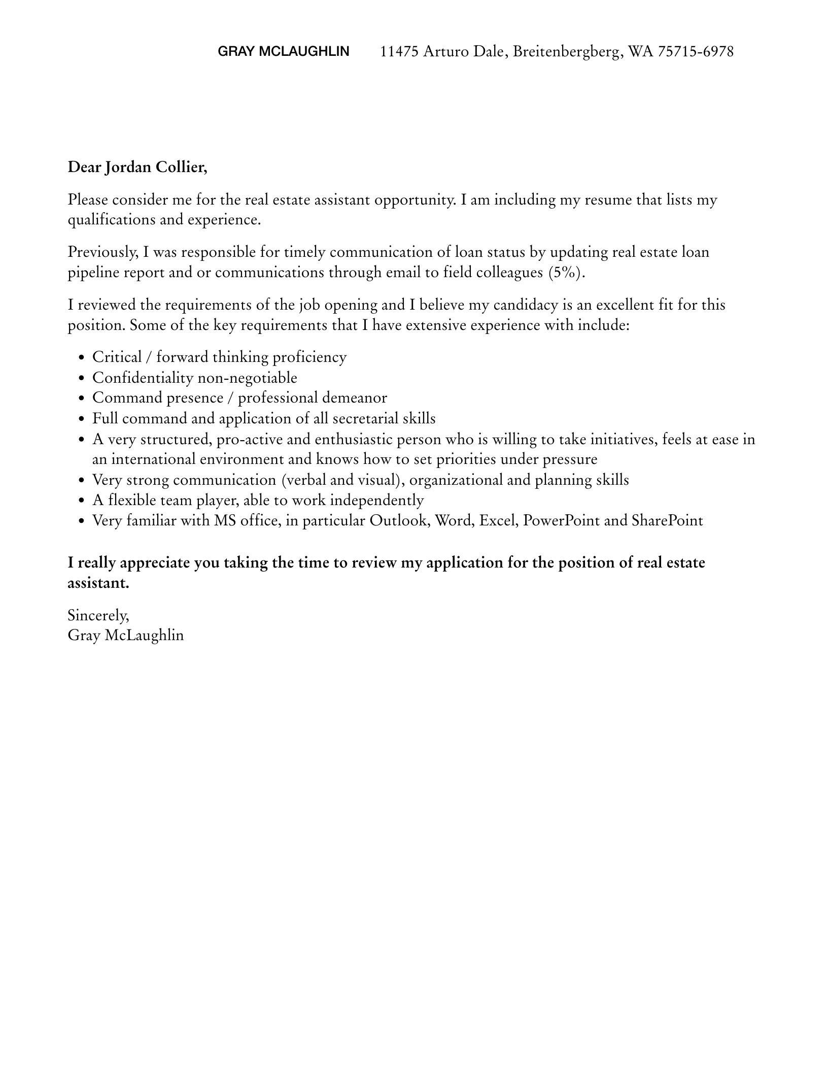 Real Estate Assistant Cover Letter Velvet Jobs