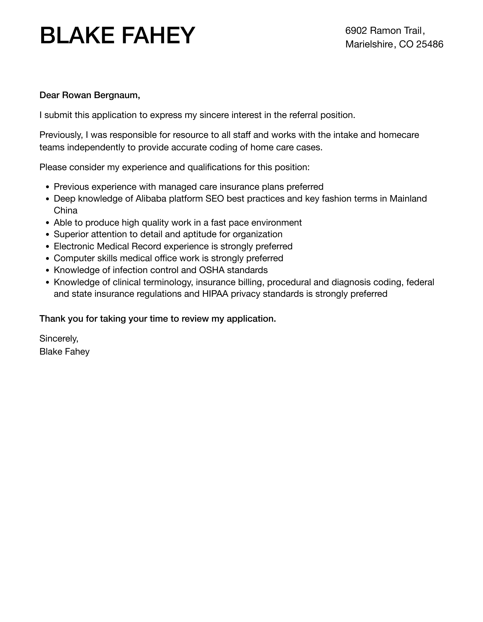 Referral Cover Letter Velvet Jobs