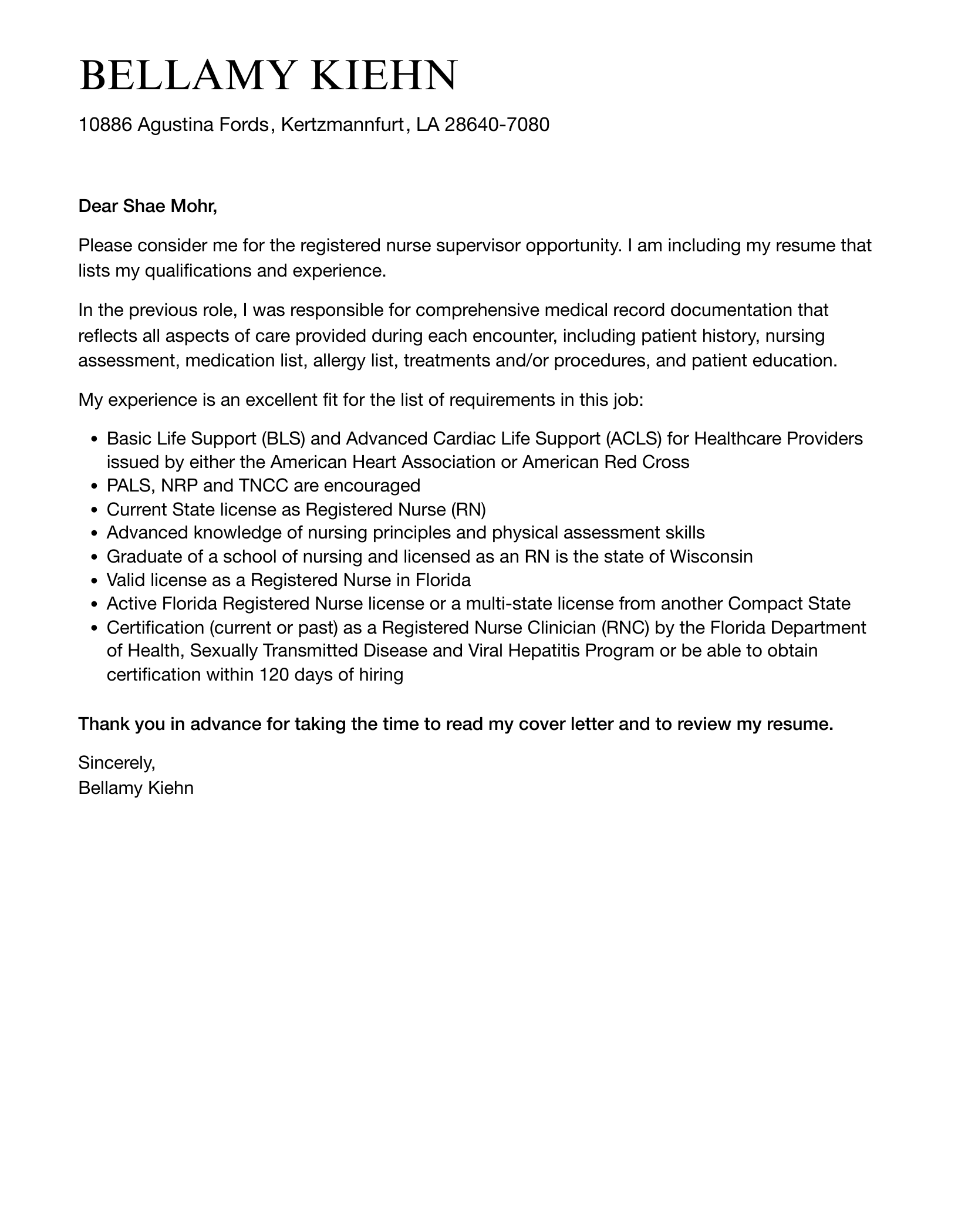 Registered Nurse Supervisor Cover Letter Velvet Jobs