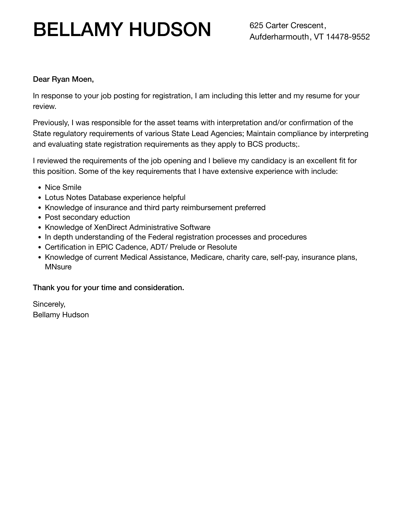 Registration Letter Template