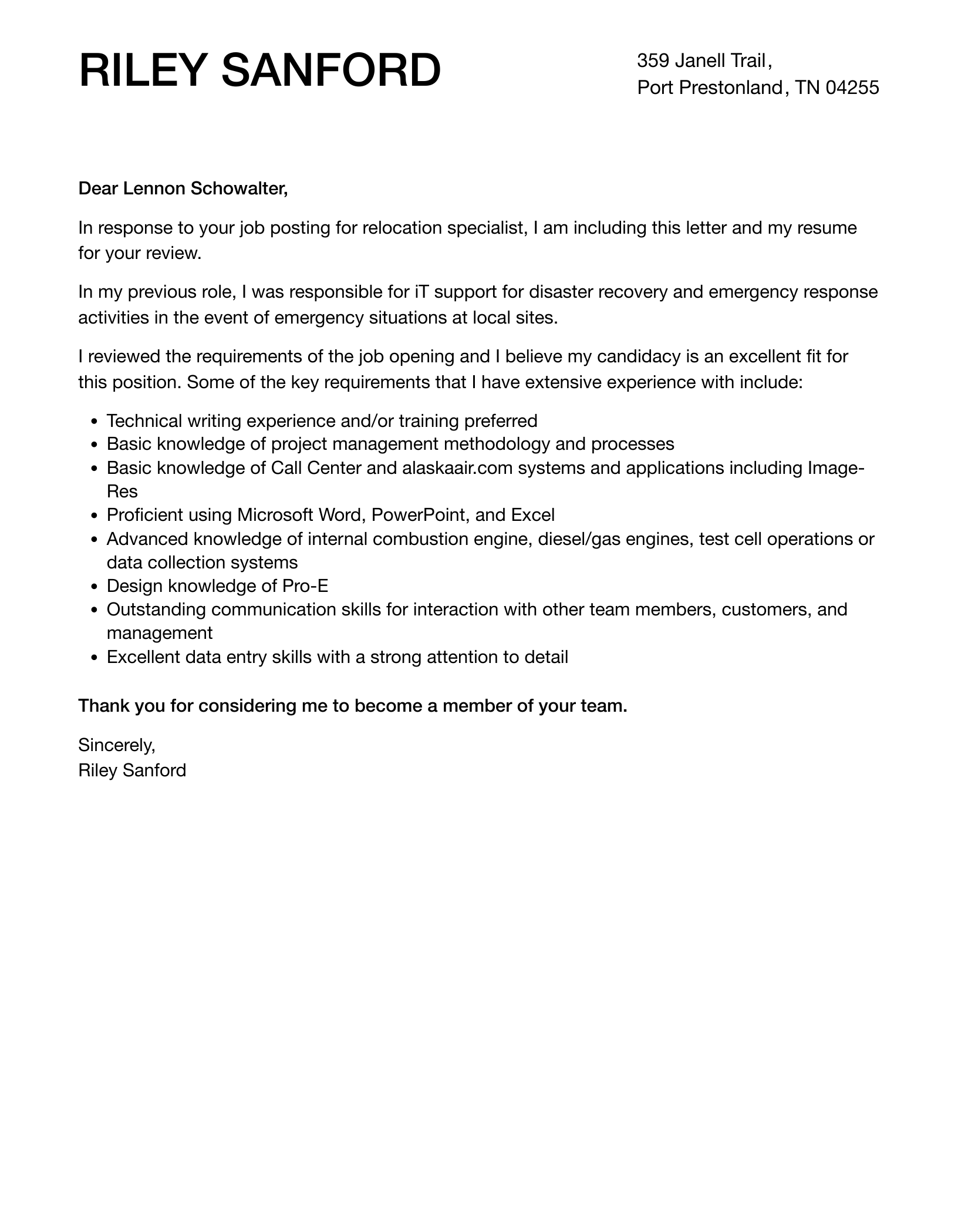 Relocation Specialist Cover Letter Velvet Jobs