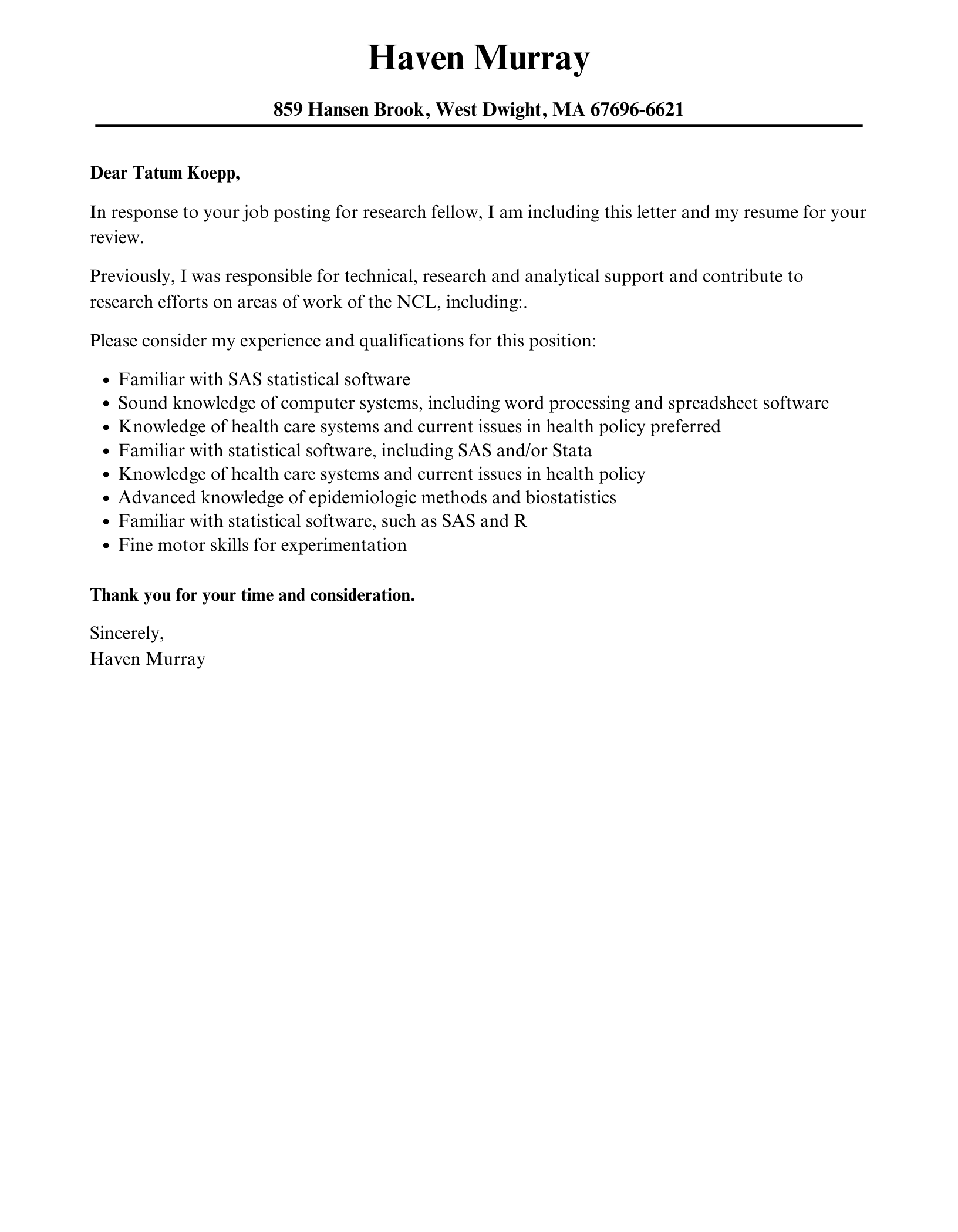 Research Fellow Cover Letter Velvet Jobs