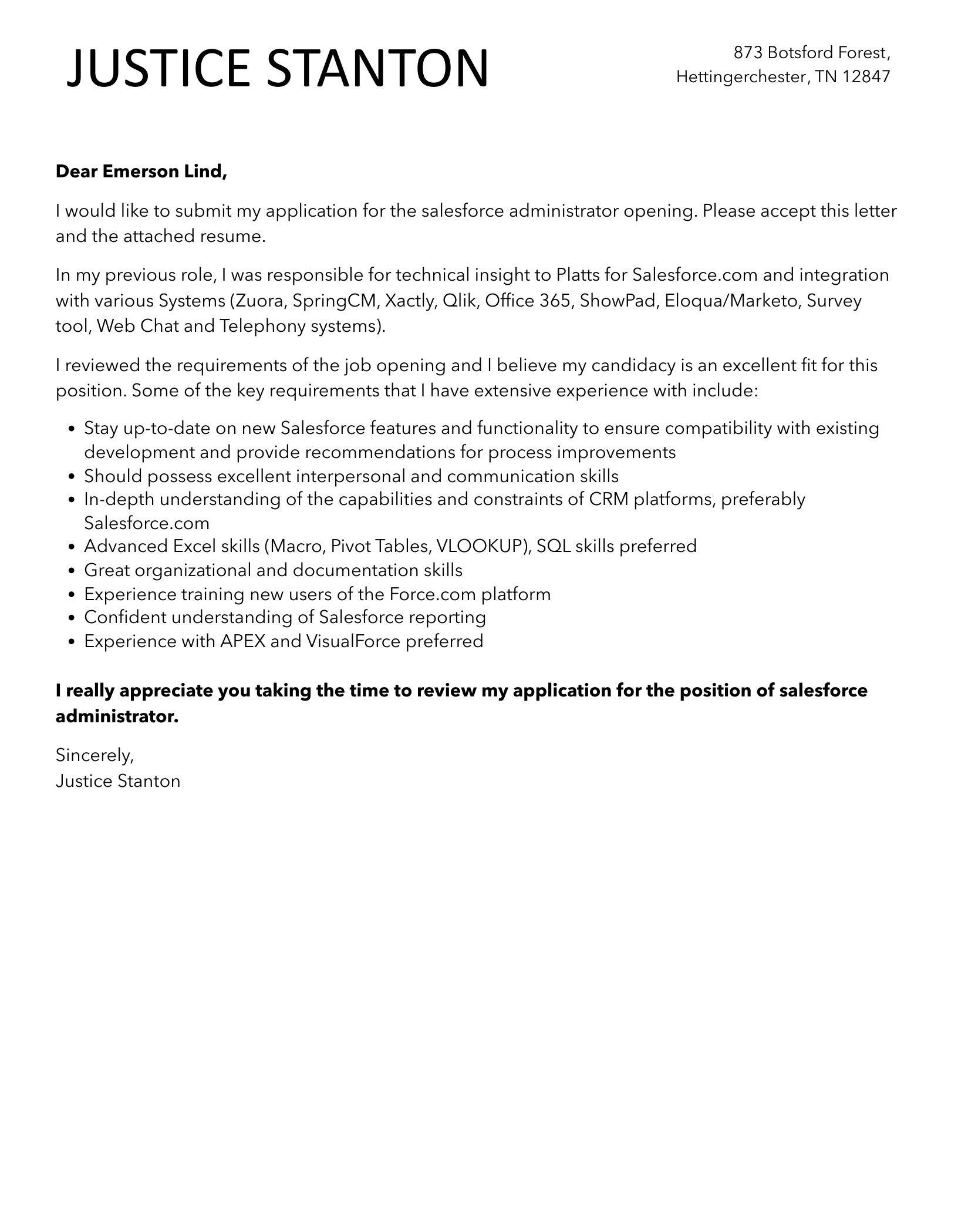 Salesforce Administrator Cover Letter Velvet Jobs