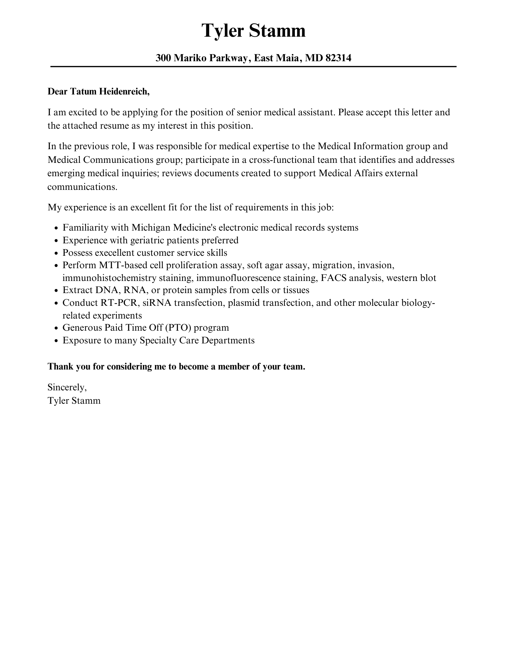 Senior Medical Assistant Cover Letter Velvet Jobs