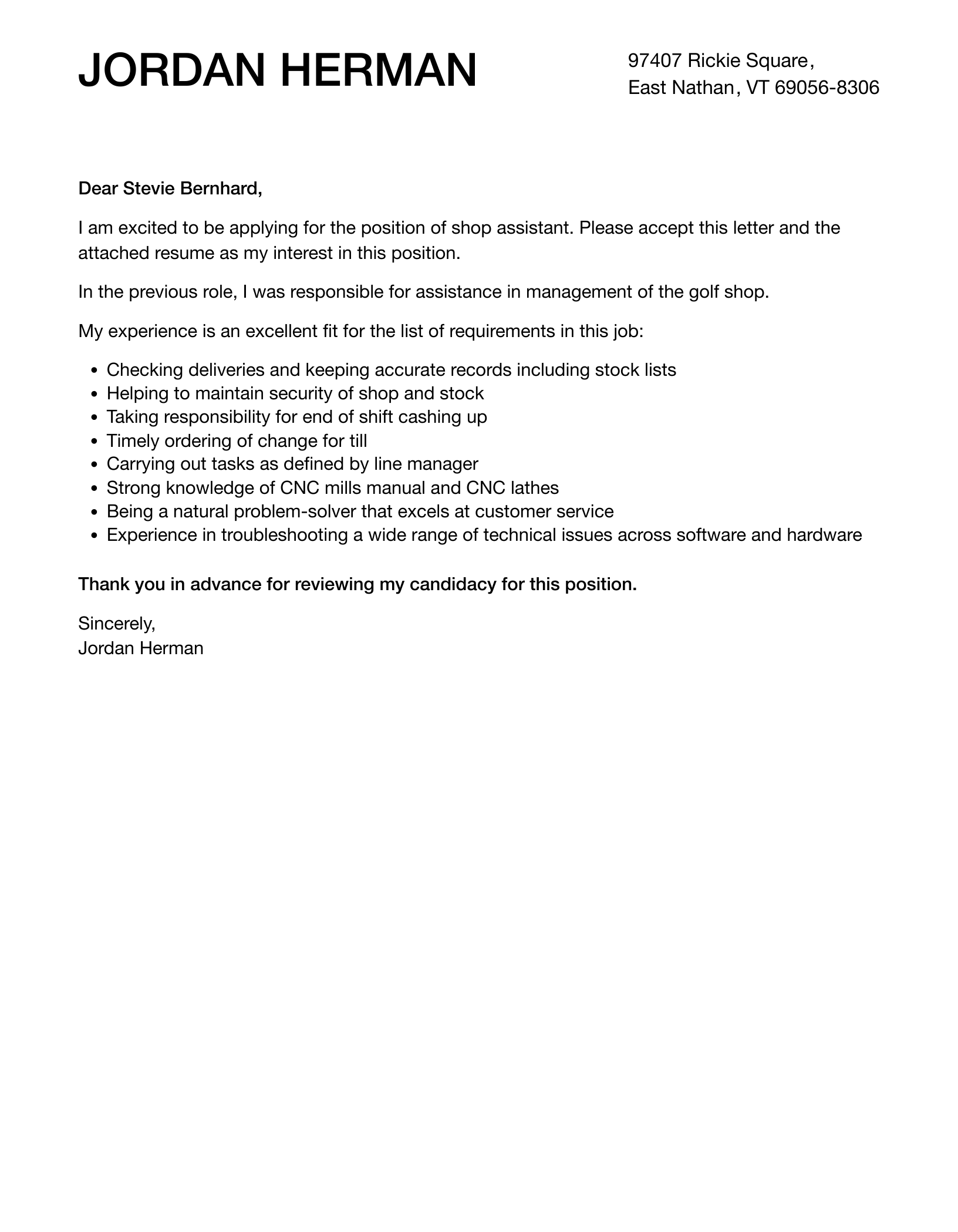 Shop Assistant Cover Letter Velvet Jobs
