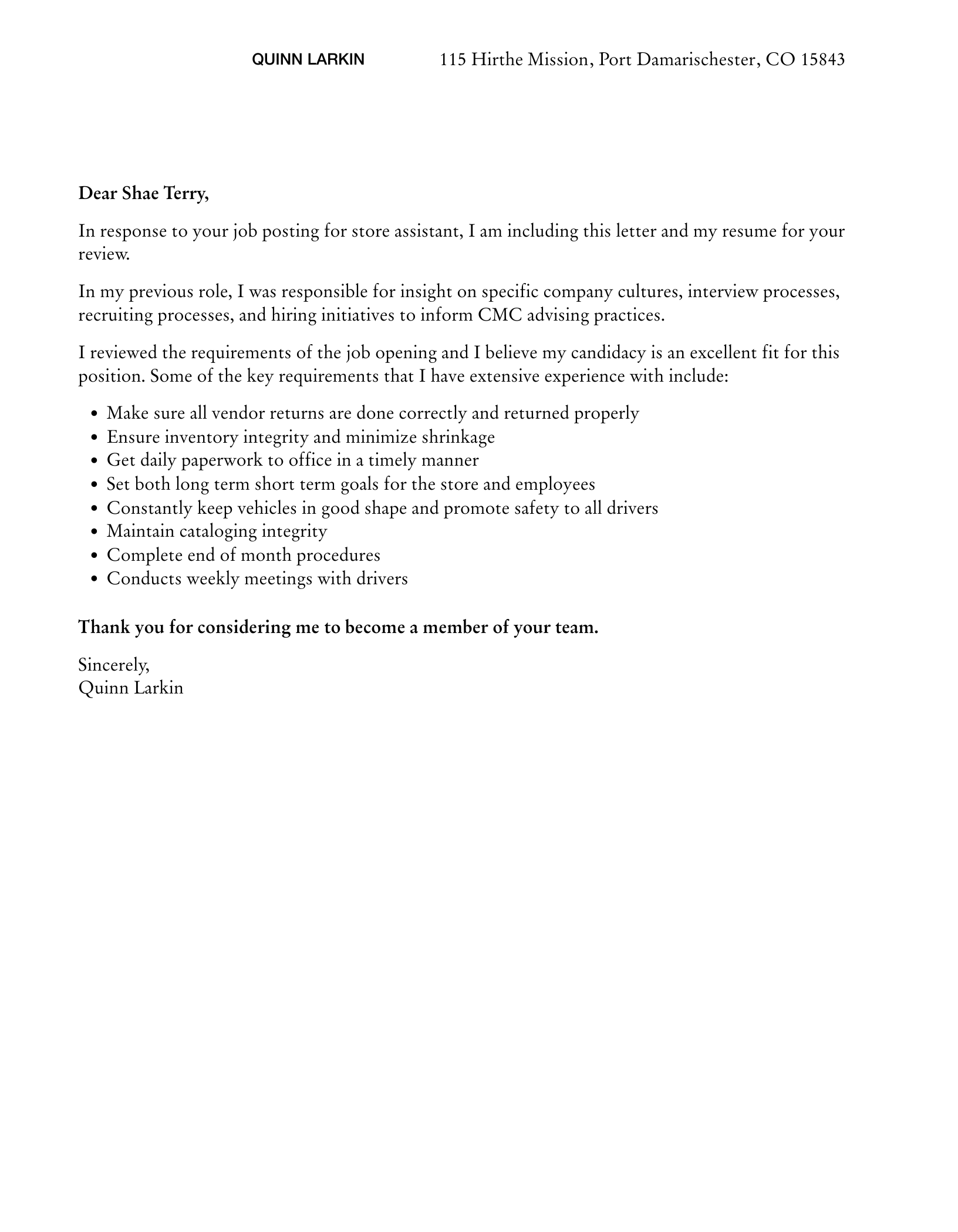 Store Assistant Cover Letter Velvet Jobs