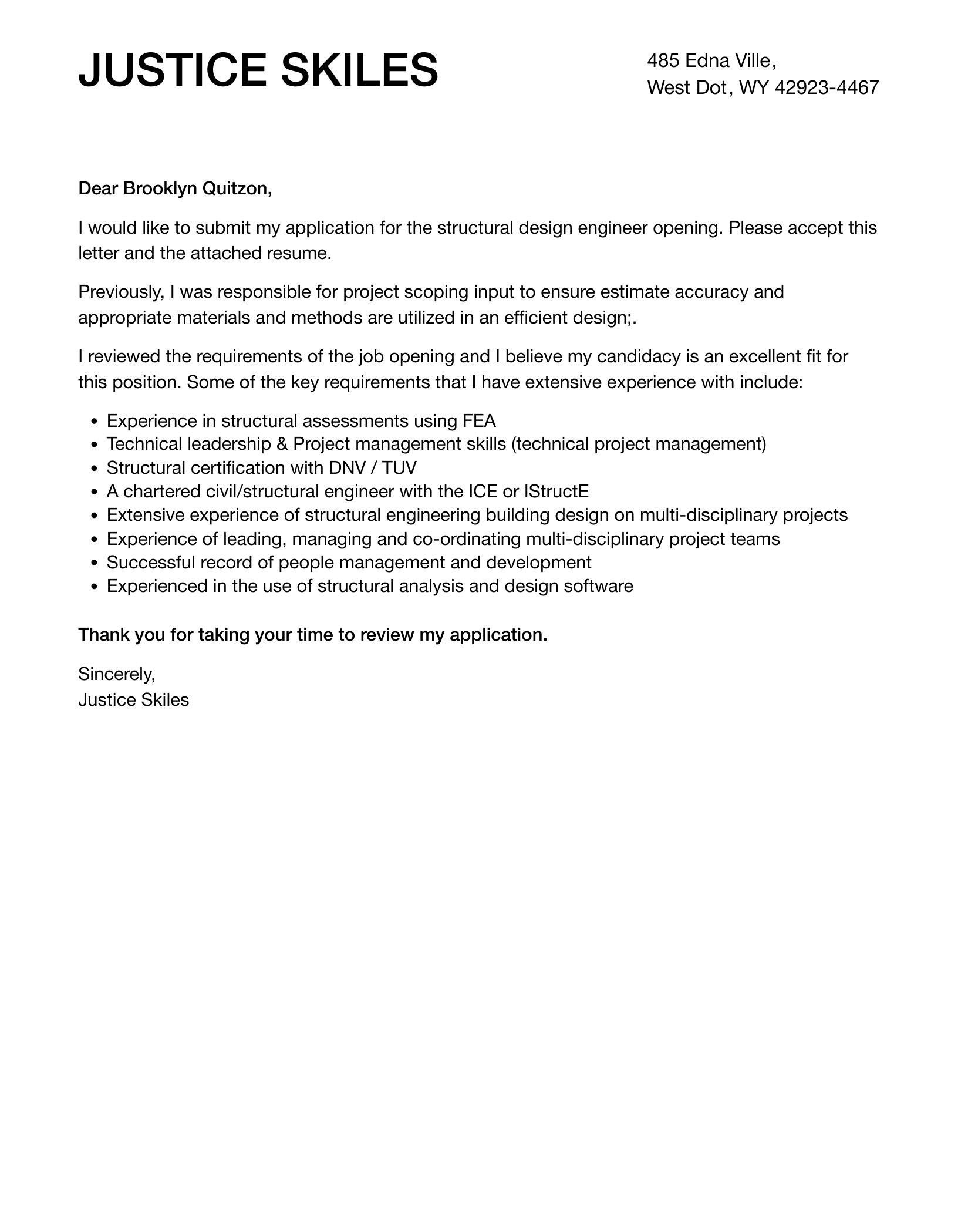 Structural Design Engineer Cover Letter Velvet Jobs