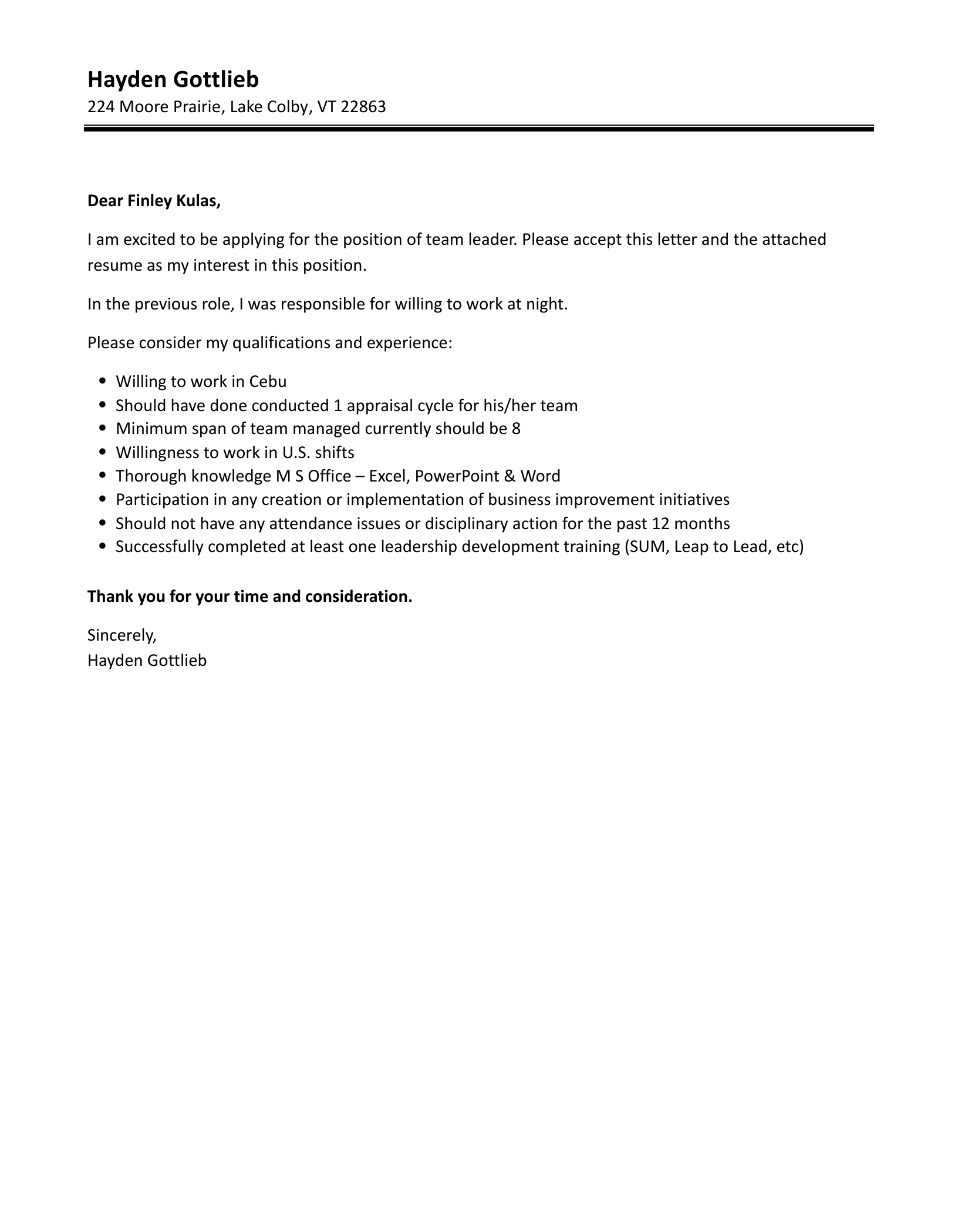 Team Leader Cover Letter Velvet Jobs