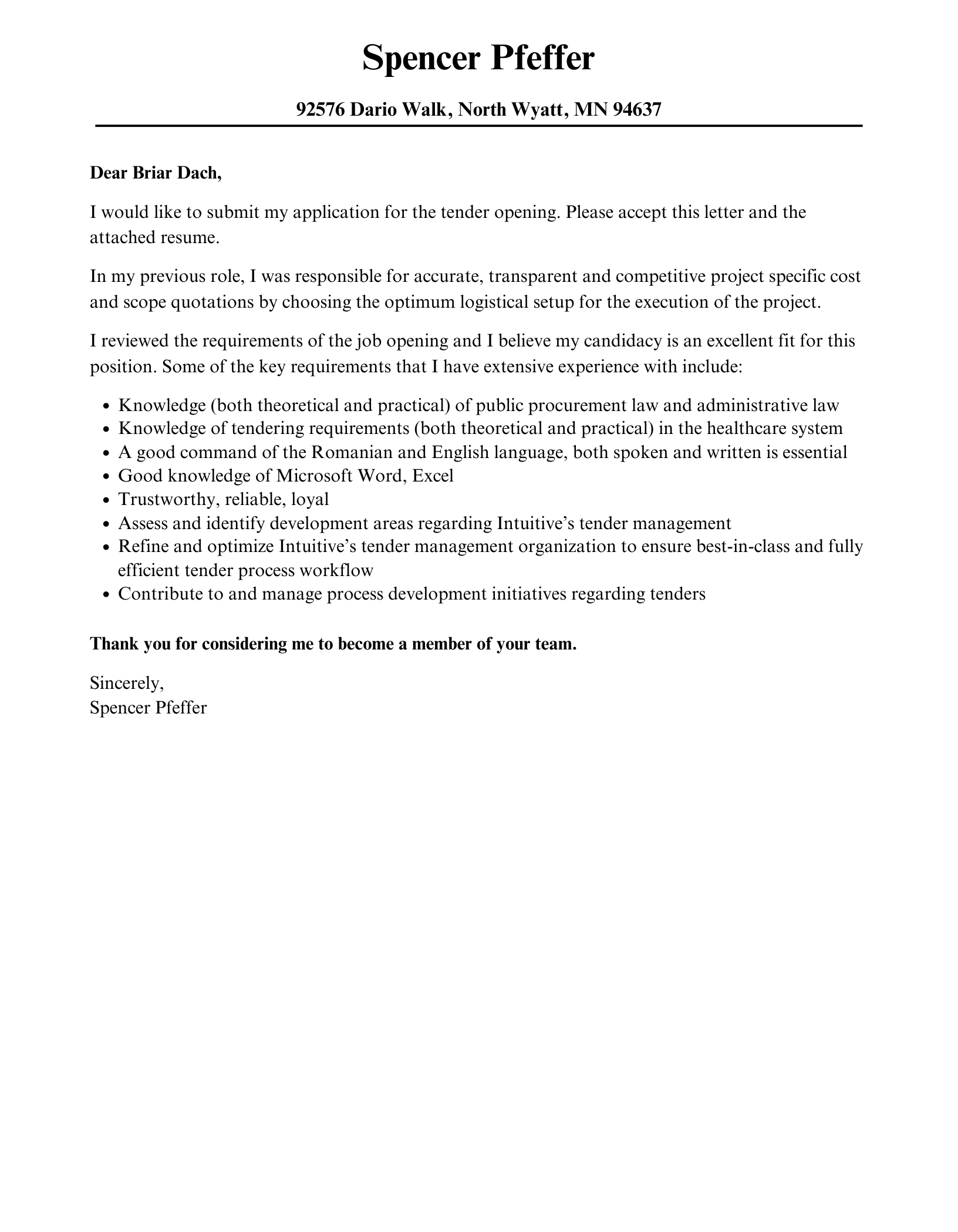 Tender Cover Letter Sample Cover Letter Templates Examples My XXX Hot 