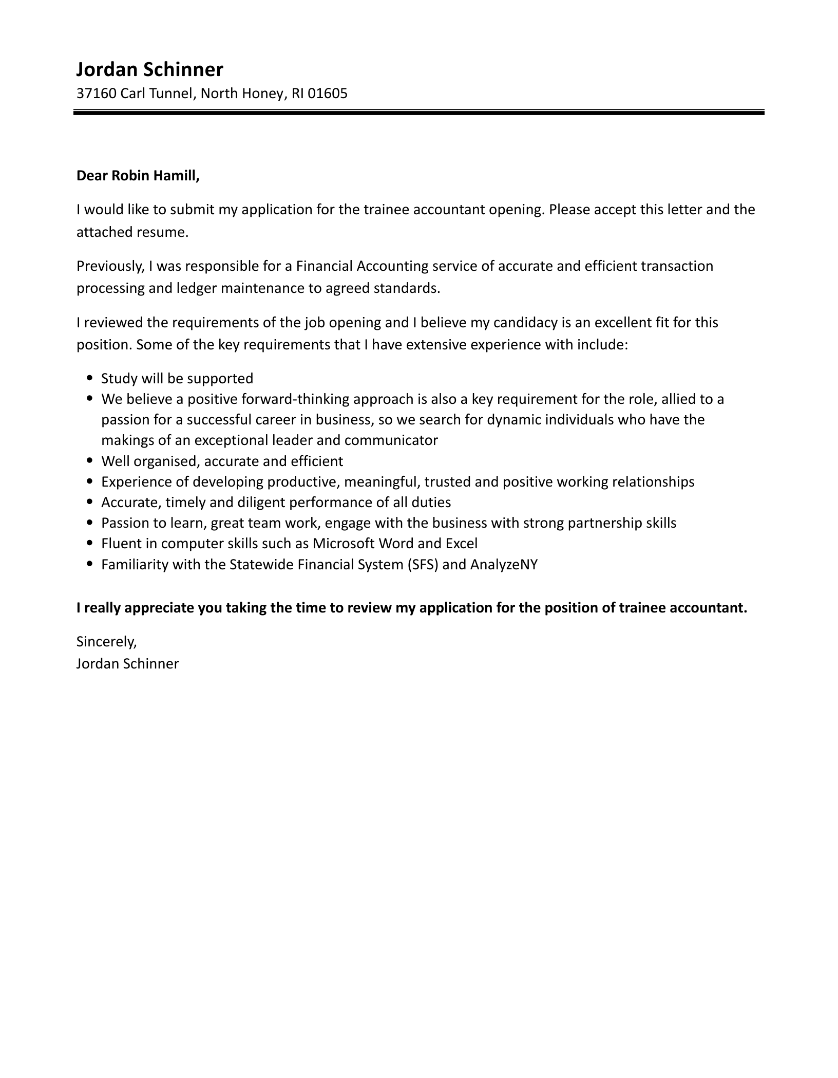 Trainee Accountant Cover Letter Velvet Jobs