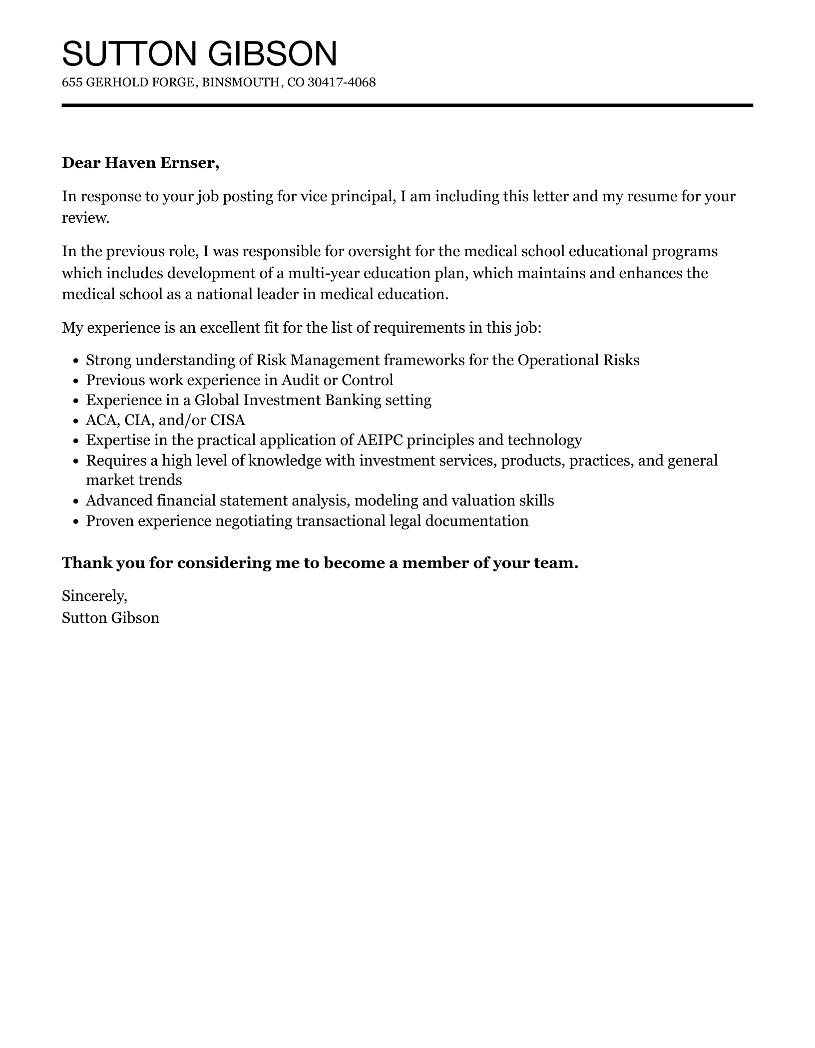 Vice Principal Cover Letter Velvet Jobs