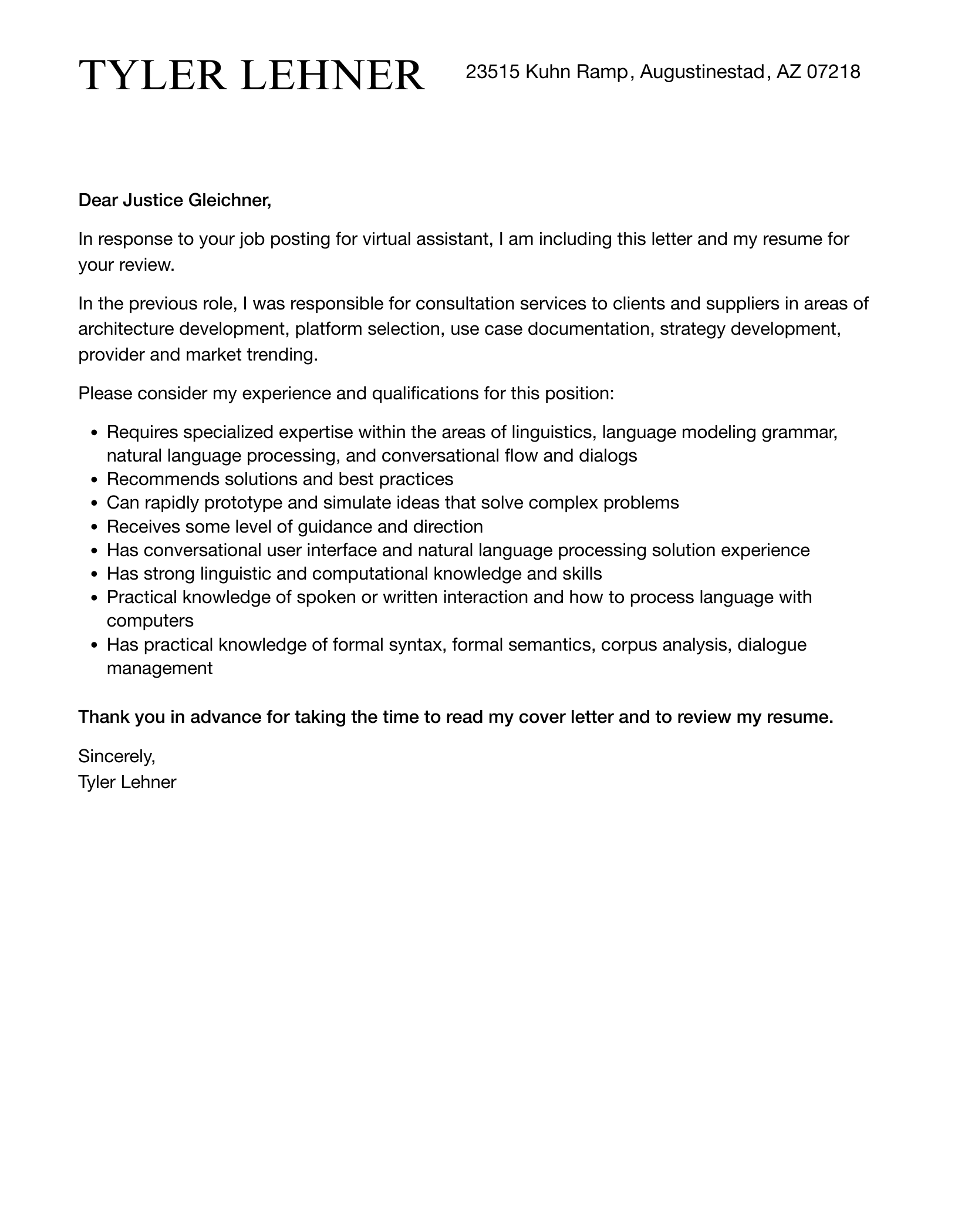 Virtual Assistant Cover Letter Velvet Jobs