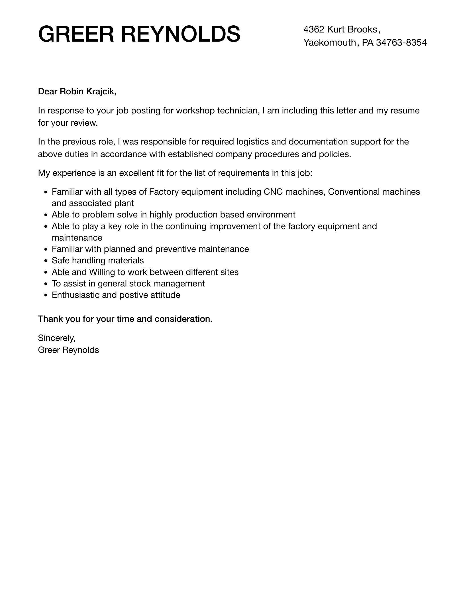 Workshop Technician Cover Letter Velvet Jobs Workshop Technician Cover Letter Velvet Jobs